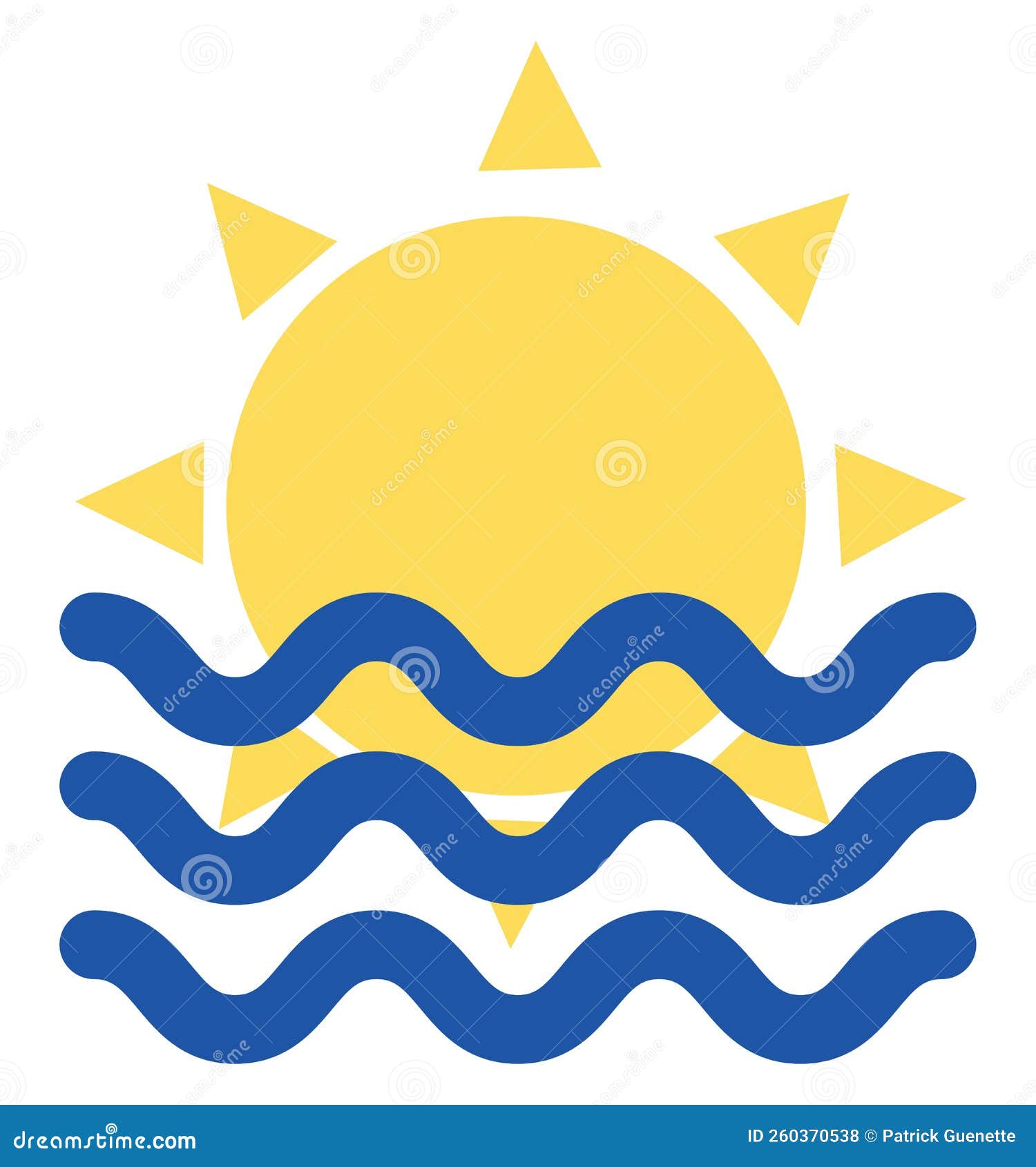 Sun and sea, icon stock vector. Illustration of sand - 260370538