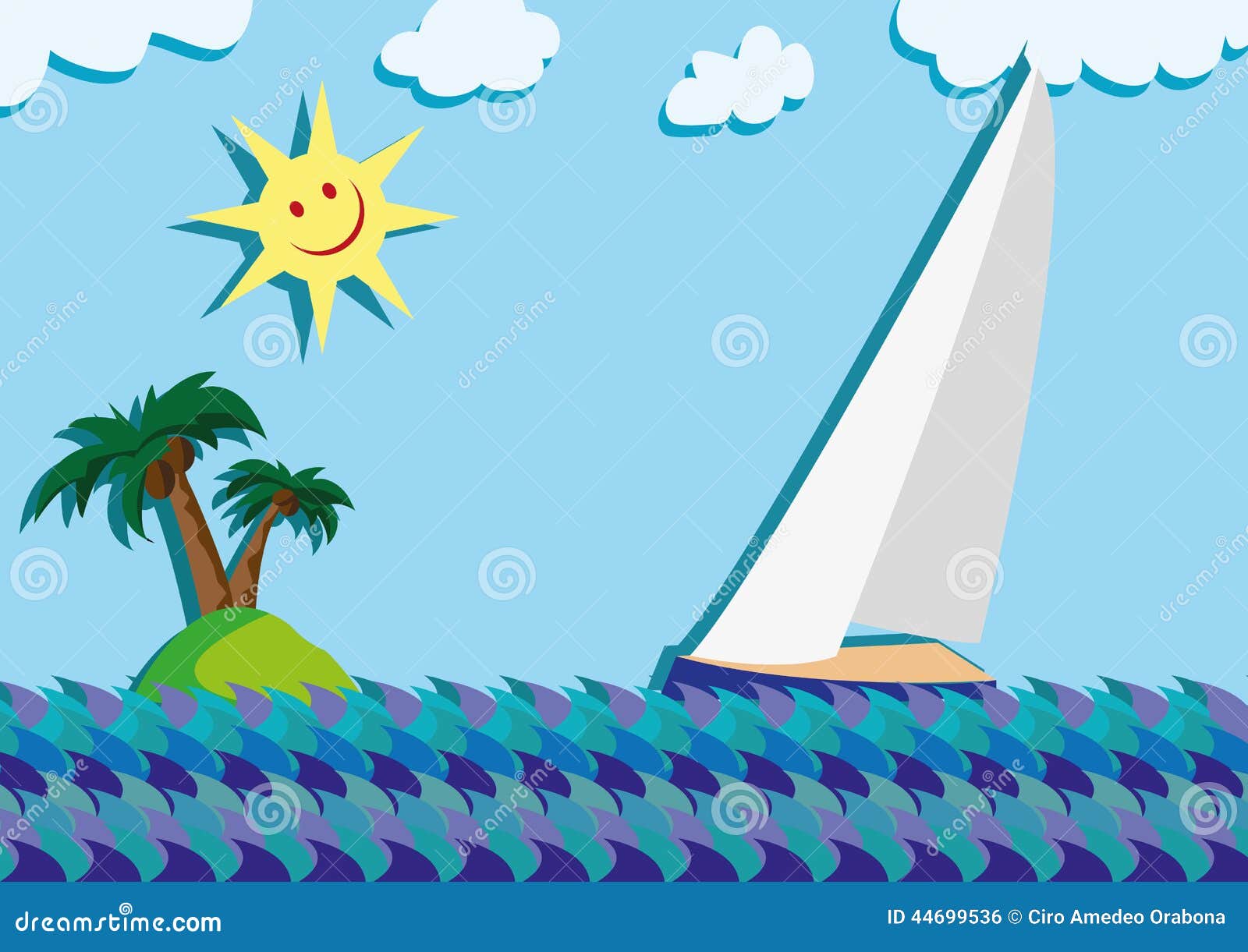 Sun and sea stock vector. Illustration of marine, summer - 44699536