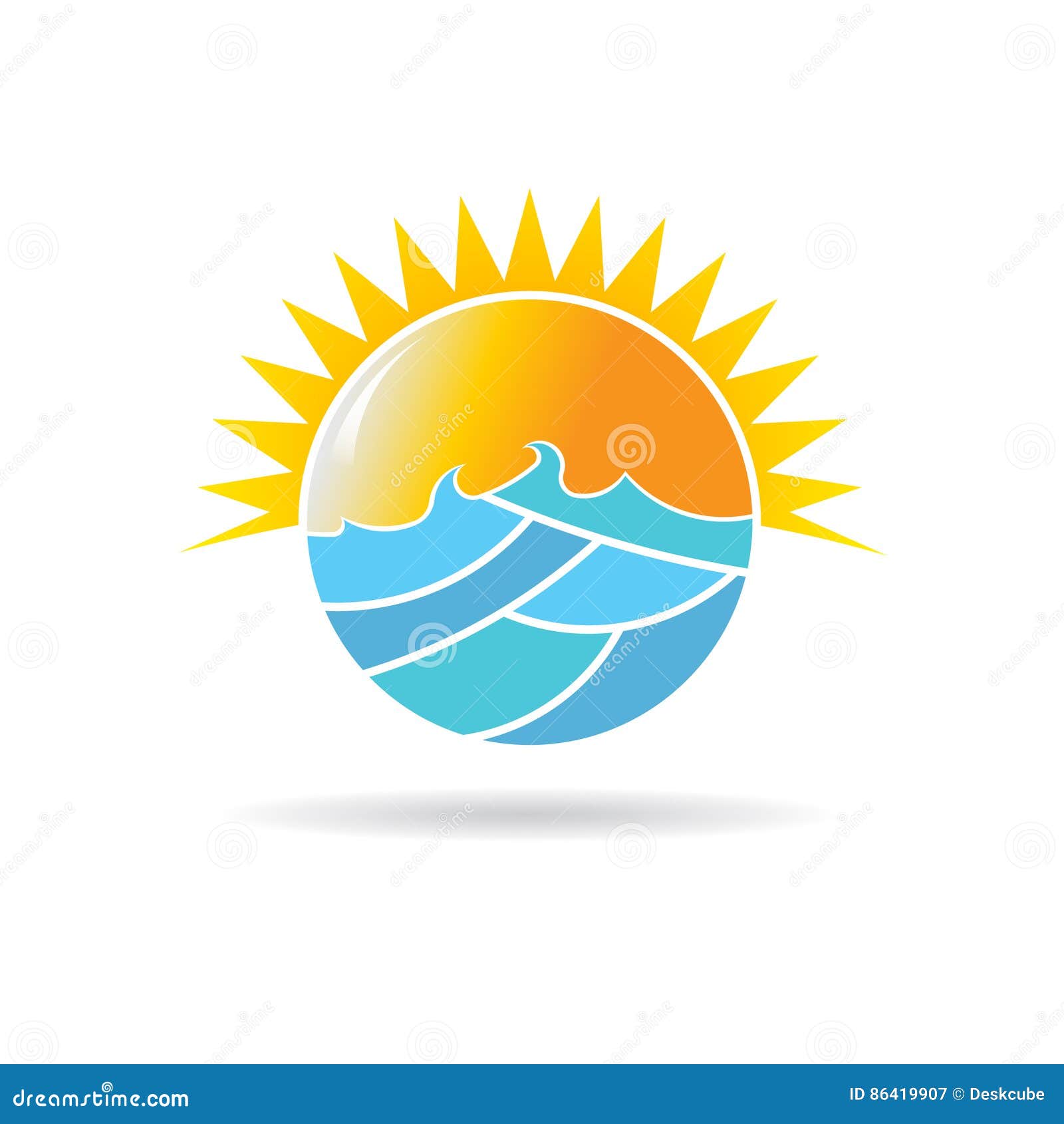Sun with Sea Logo. stock illustration. Illustration of sunset - 86419907