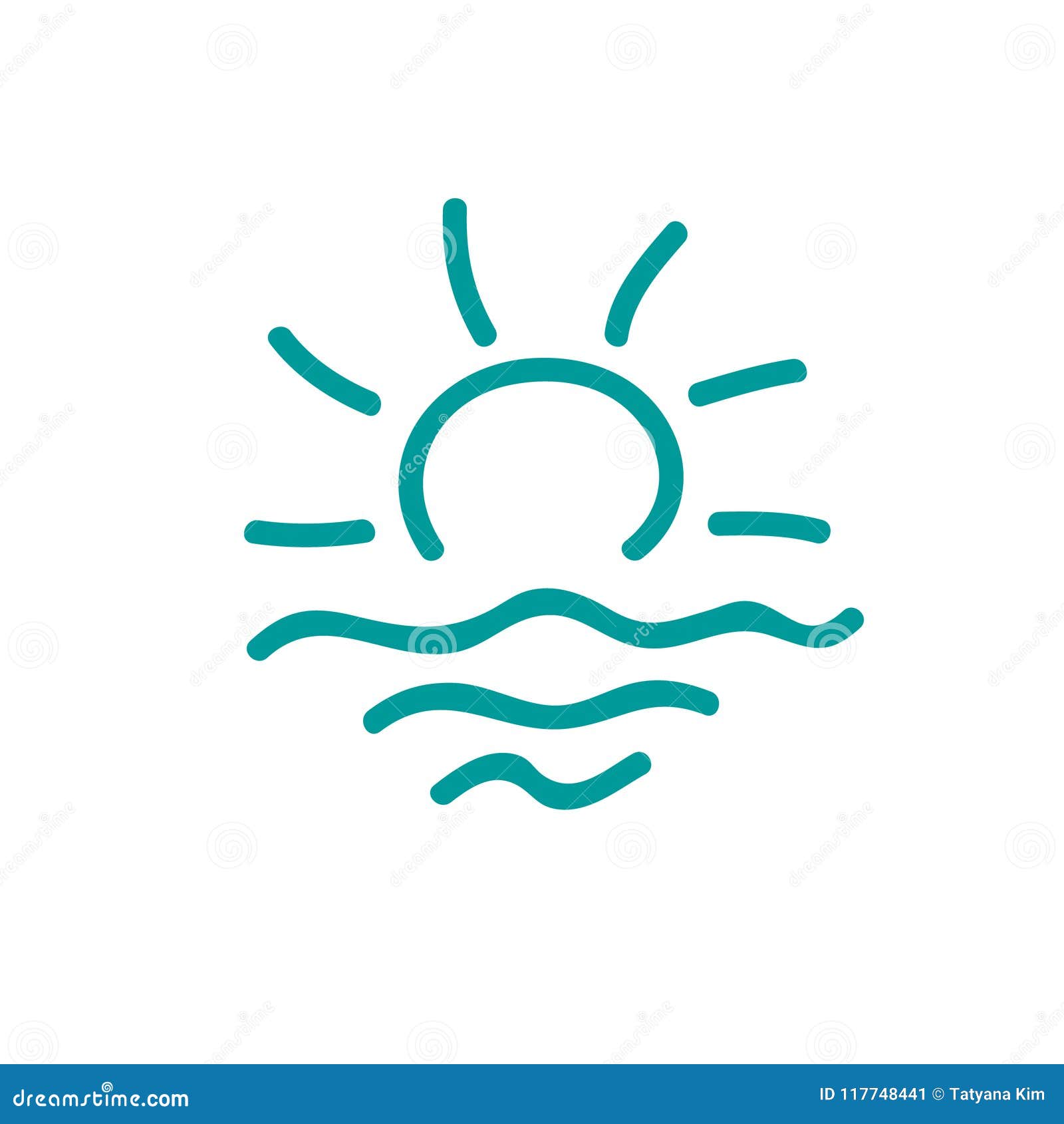 Sun Rays And Sea Waves Logo. Cartoon Vector | CartoonDealer.com #101914913
