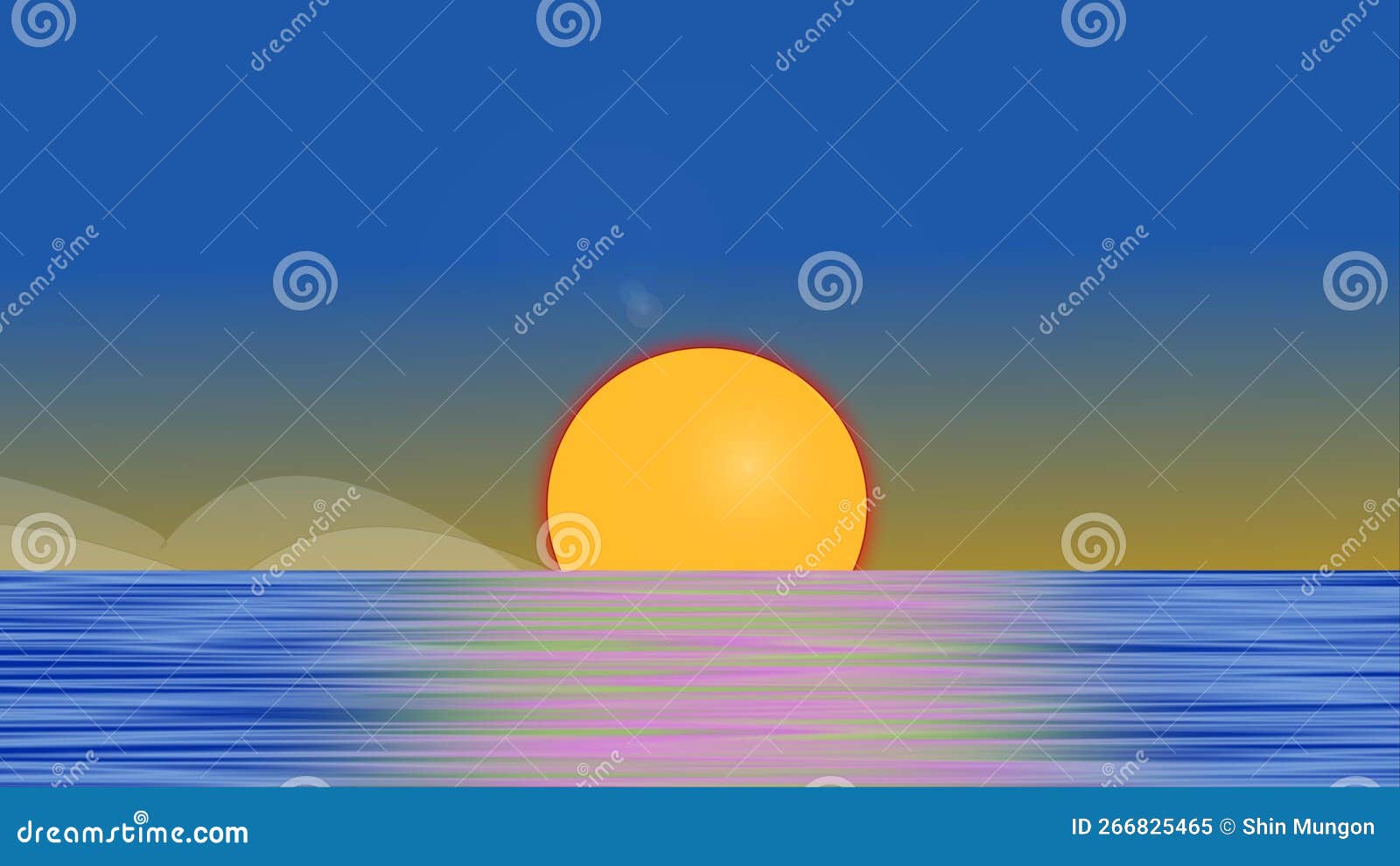 The Sun and the Sea Reddened by the Sunrise Stock Illustration ...