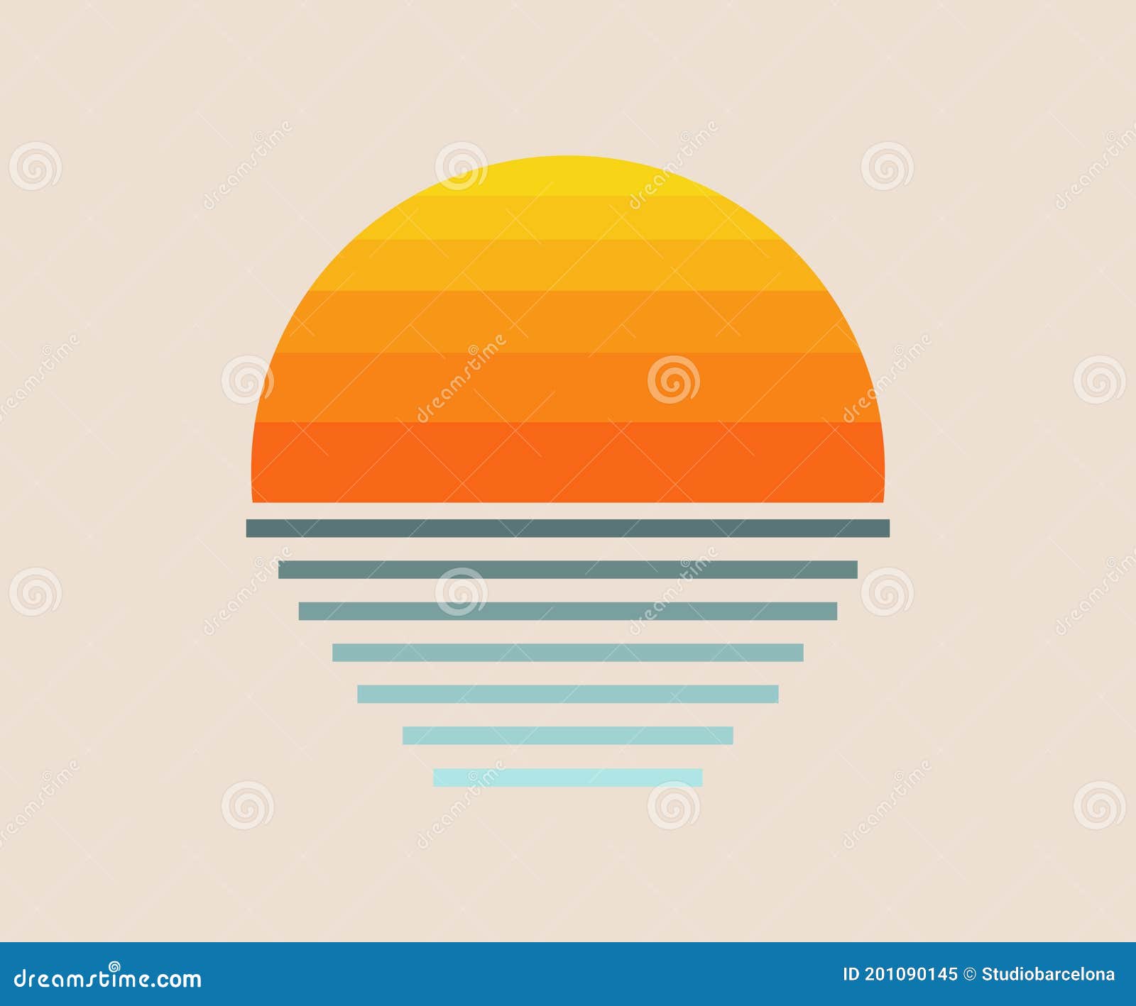 Sun and Sea Retro Symbol. Sunset Icon Stock Vector - Illustration of ...