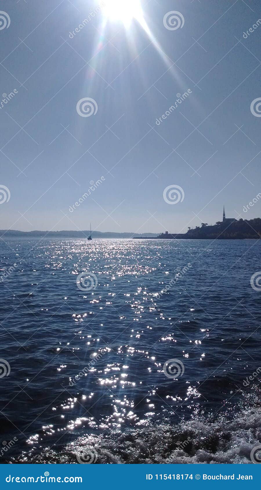 Sun sea water blue stock photo. Image of church, water - 115418174