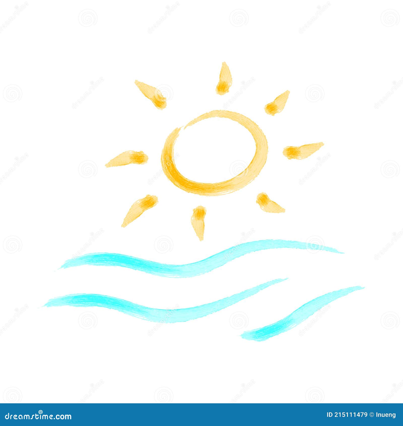 Sun and Sea Watercolor. Sunrise Over the Sea. Stock Vector ...