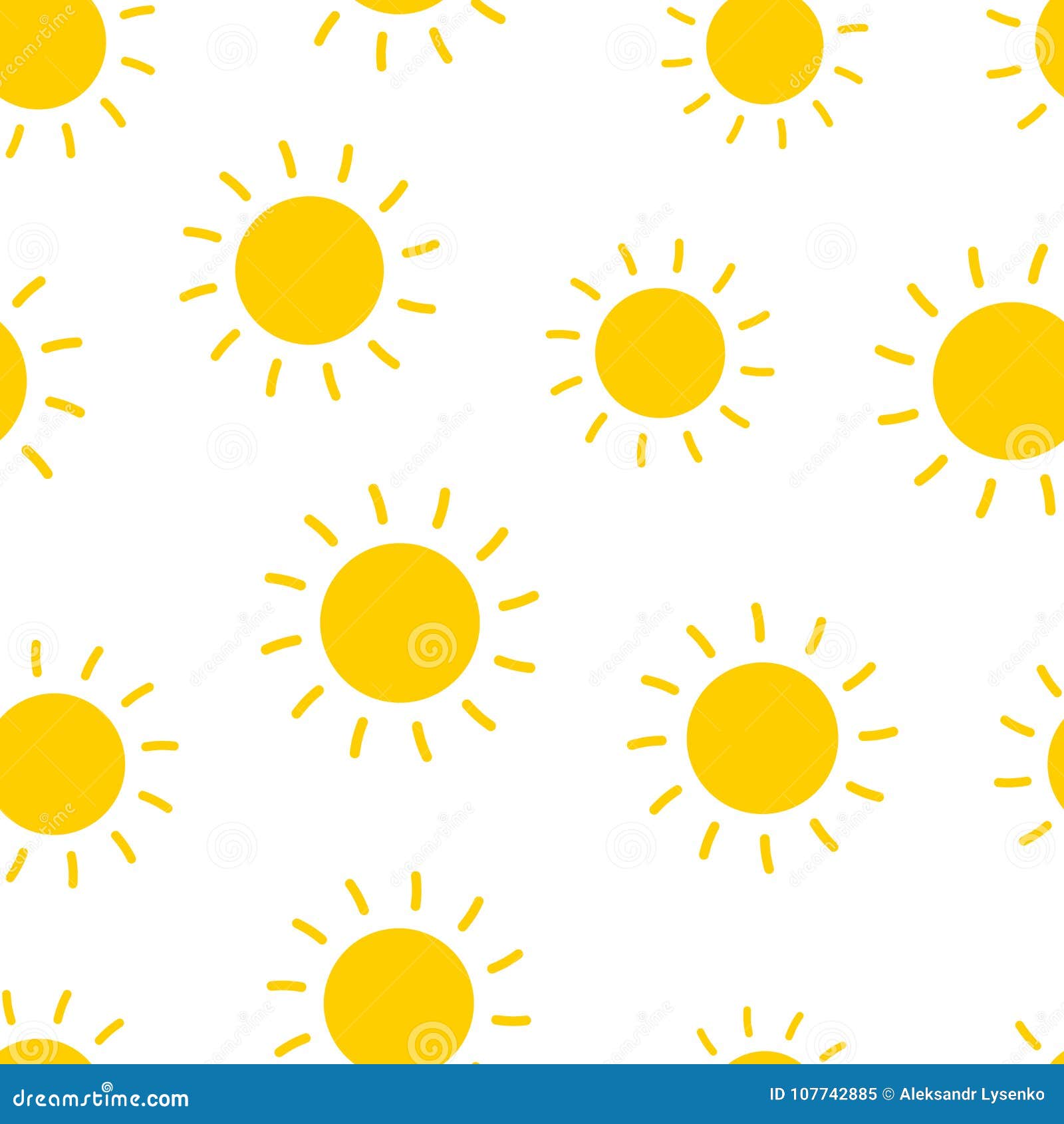 Sun Seamless Pattern Background. Business Flat Vector Illustration. Sun ...