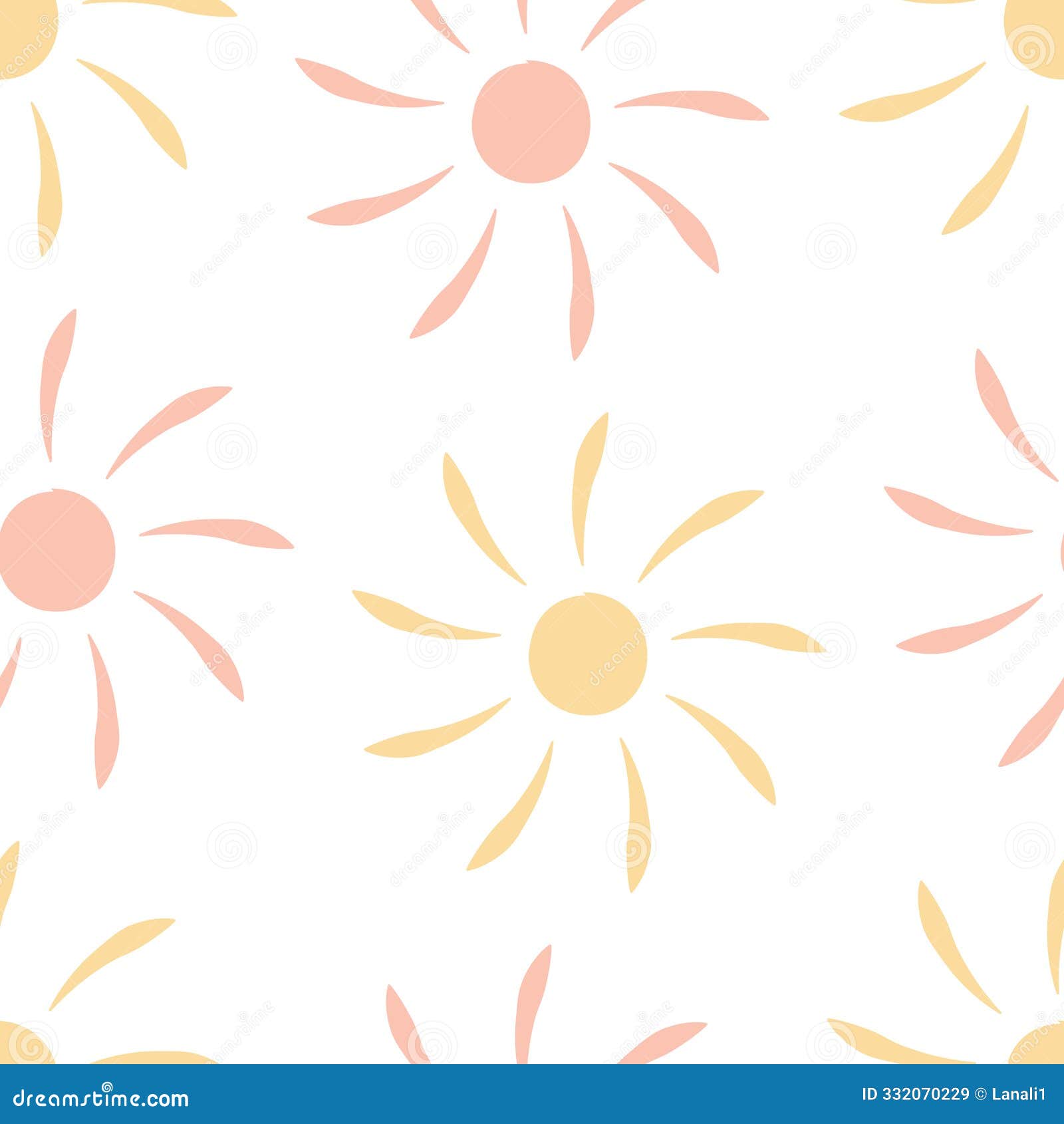 Sun. Seamless Pattern. Infinitely Repeating Celestial Ornament. Flat ...