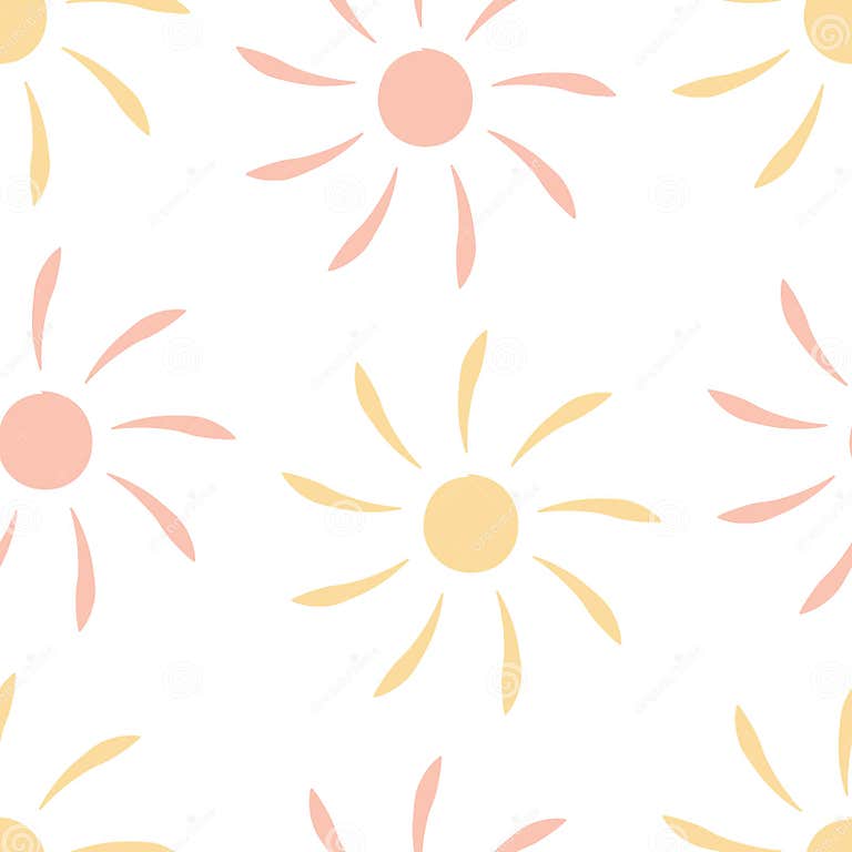 Sun. Seamless Pattern. Infinitely Repeating Celestial Ornament. Flat ...