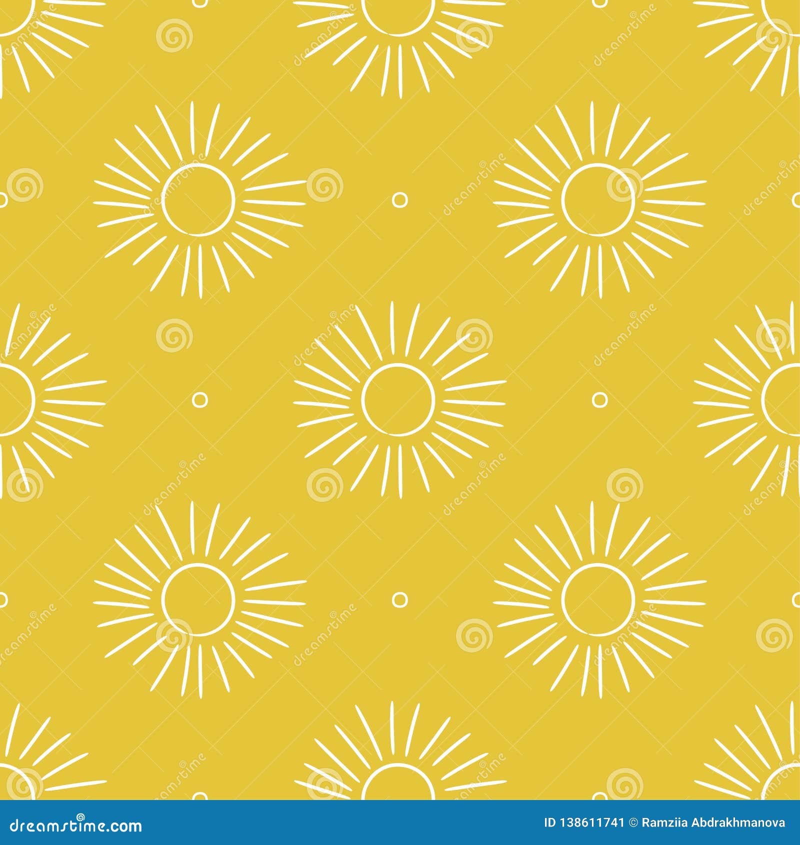 Sun Seamless Pattern. Yellow Color Vector Background. Summer and Spring ...