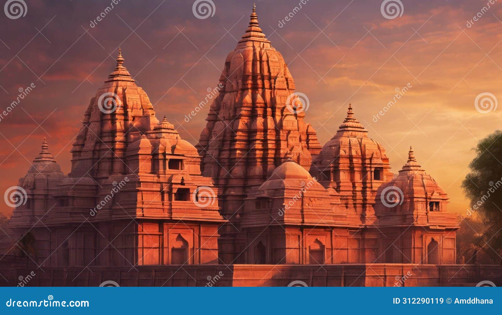 The Sun Set On Another Day In Ayodhya Hindu Temple AI Generated Image ...