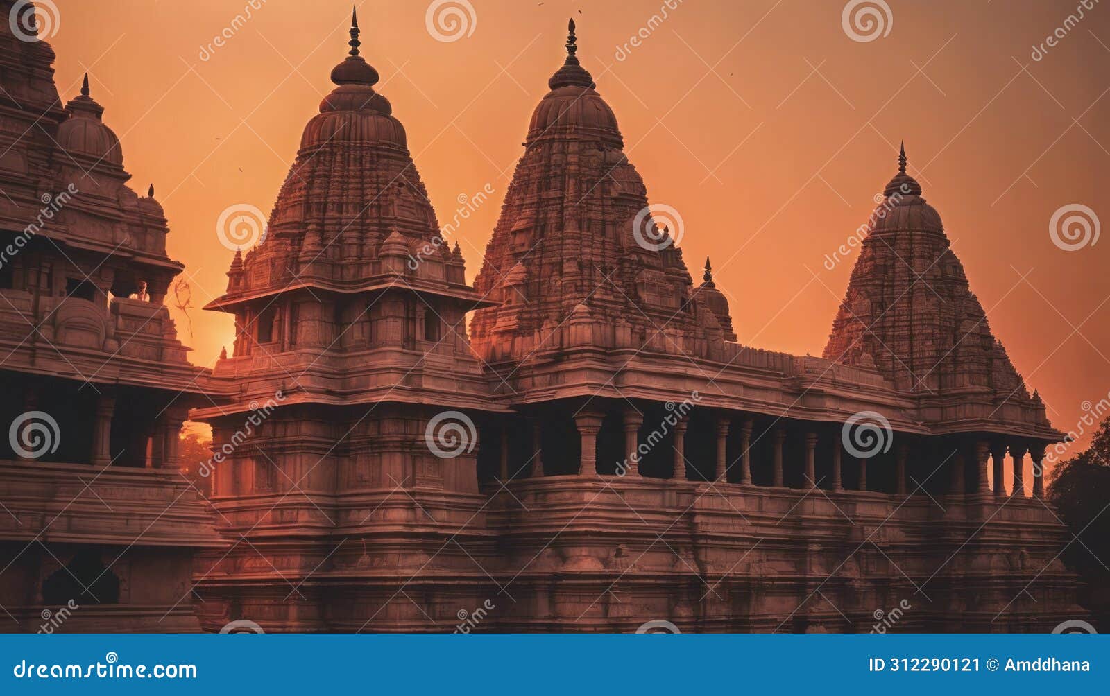 The Sun Set On Another Day In Ayodhya Hindu Temple AI Generated Image ...