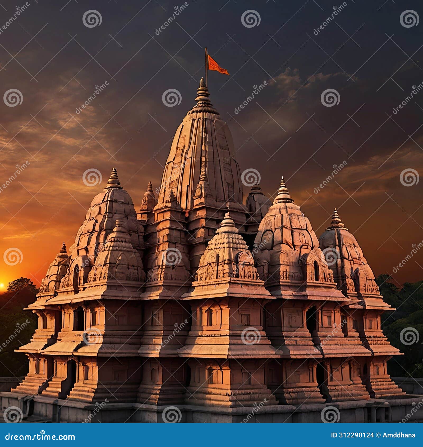The Sun Set On Another Day In Ayodhya Hindu Temple AI Generated Image ...
