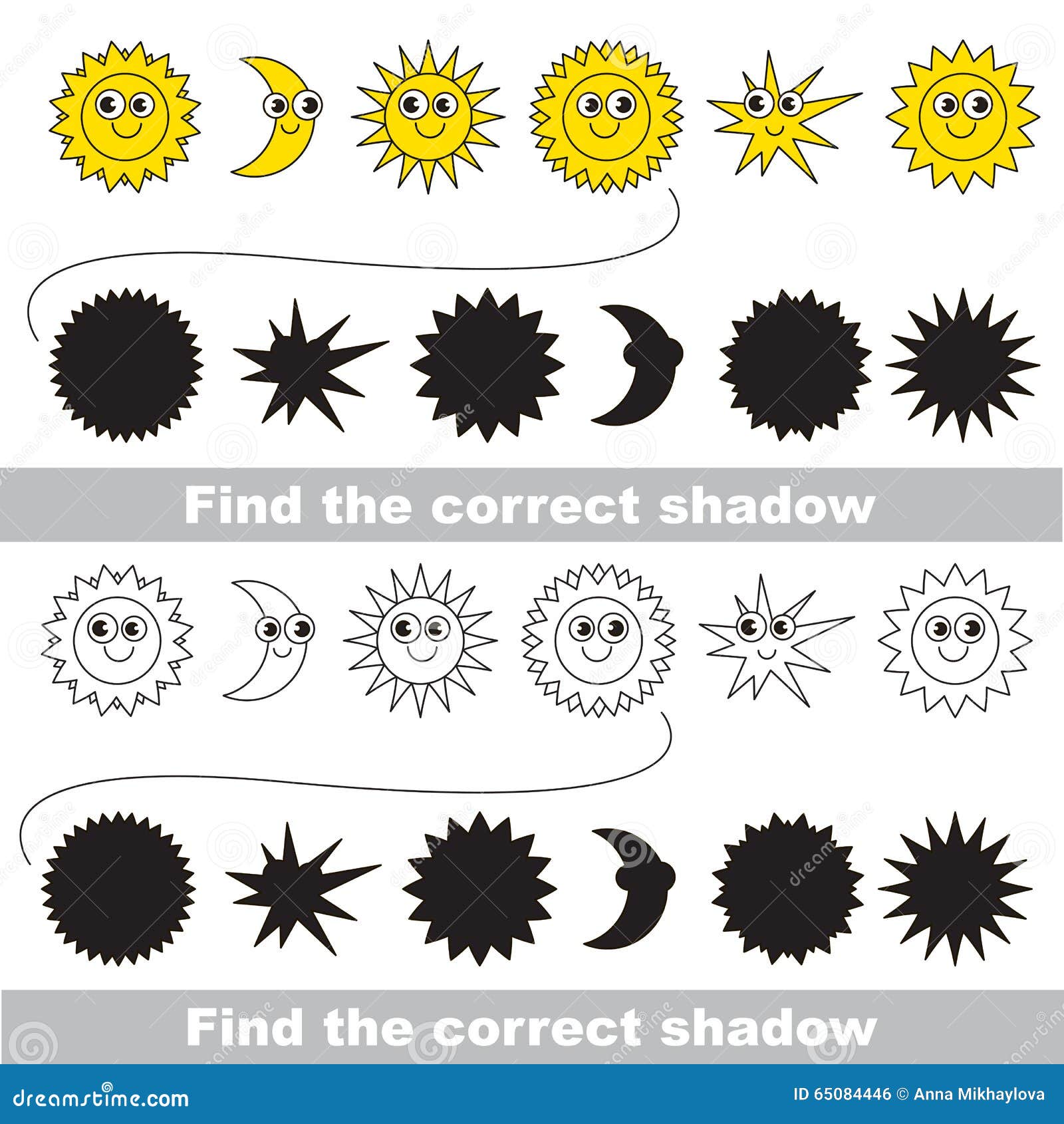 Sun Set. Find Correct Shadow. Stock Vector - Illustration of moon ...