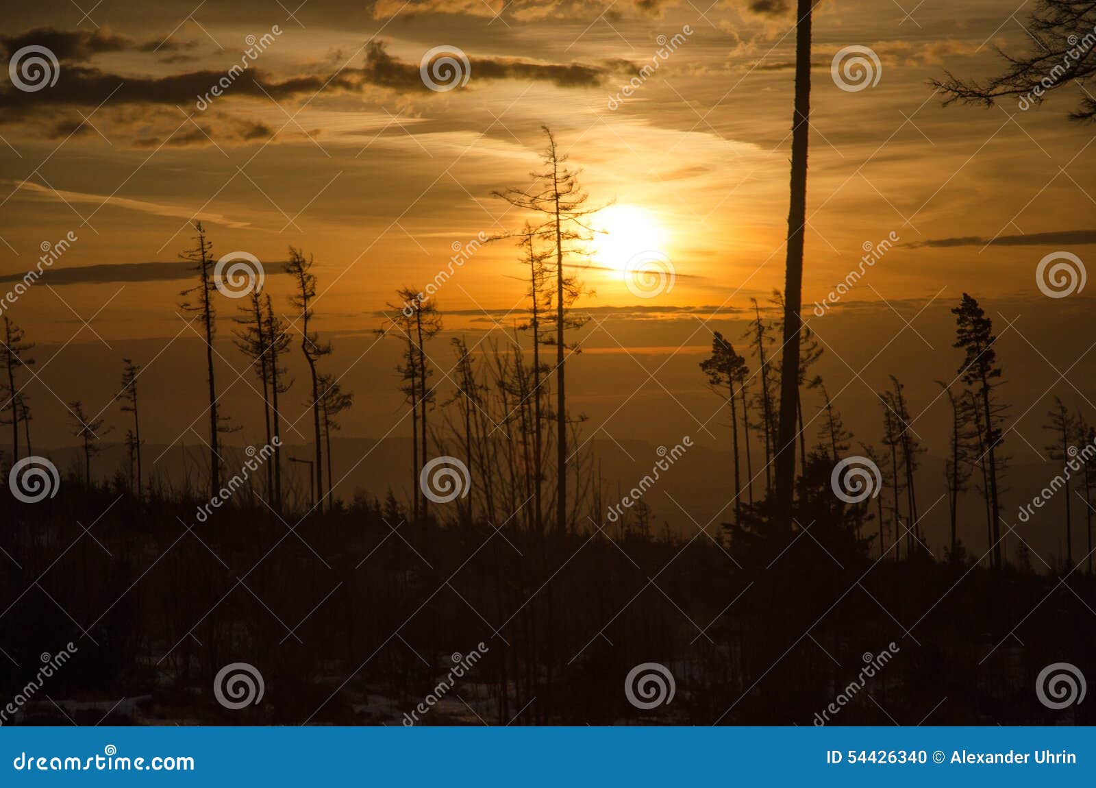 Sun Set in Mountains with Winter and Cold Scenery Stock Photo - Image ...