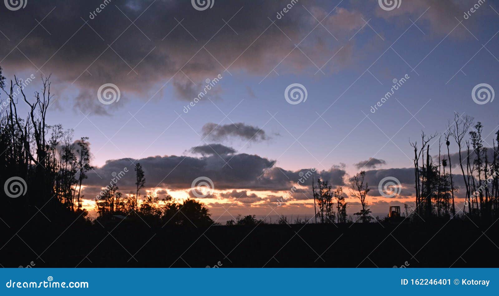 After Sun Set at Night with Clouds Distant Ocean Stock Image - Image of ...