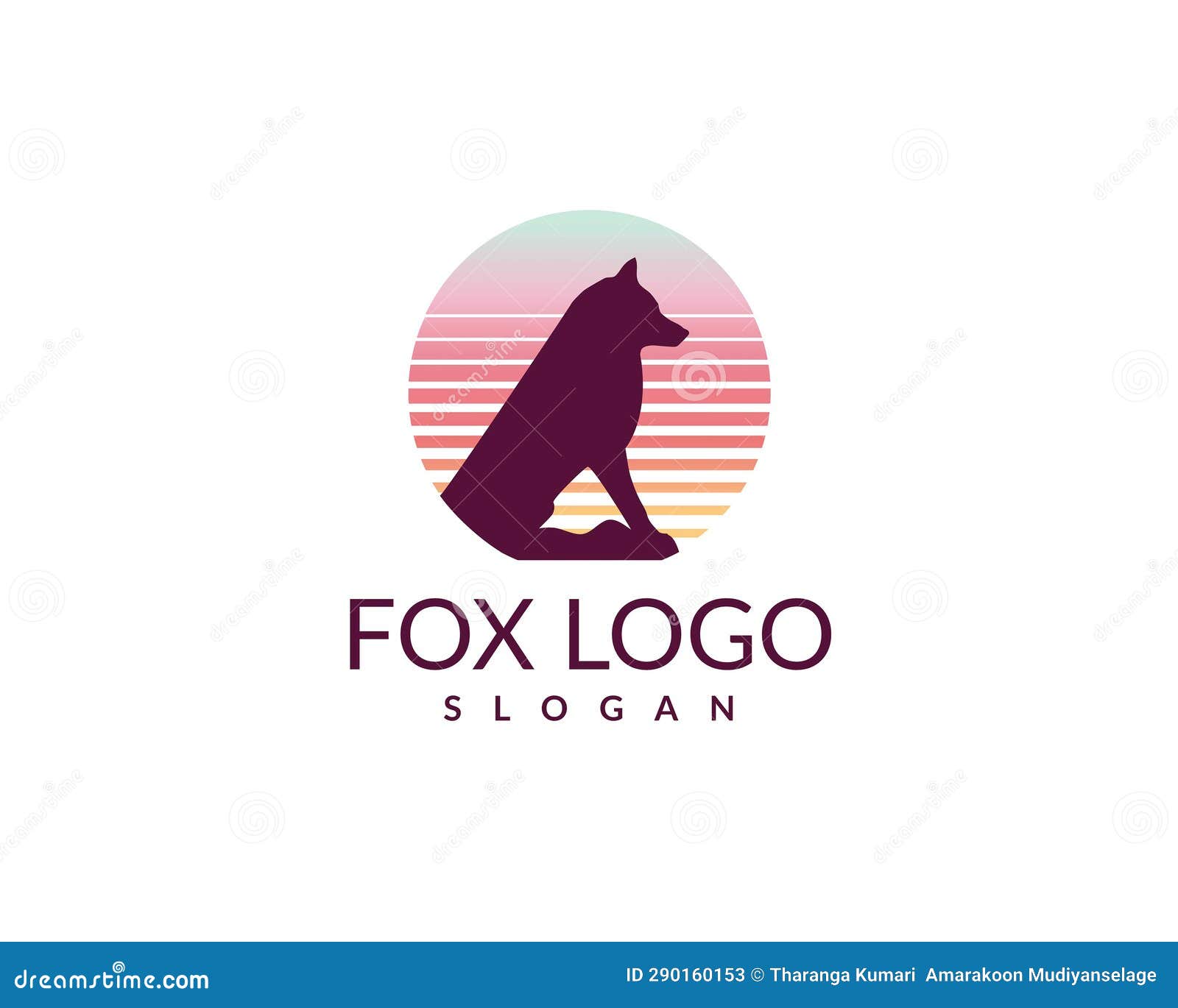 Sun Set Shadow Fox Logo Vector and Editable Stock Vector - Illustration ...