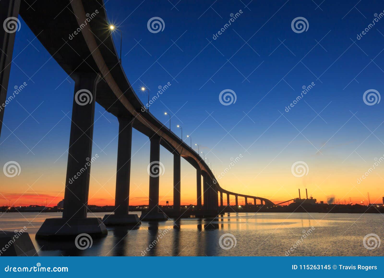 Sunset at Jordan Bridge stock image. Image of twilight - 115263145