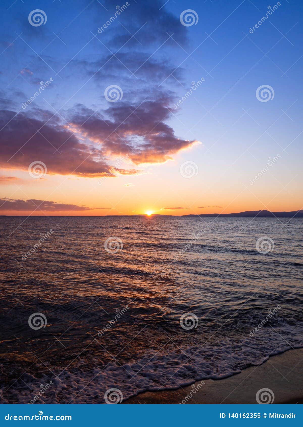 Sun is Setting on the Beach in Kavala, Greece Stock Image - Image of ...