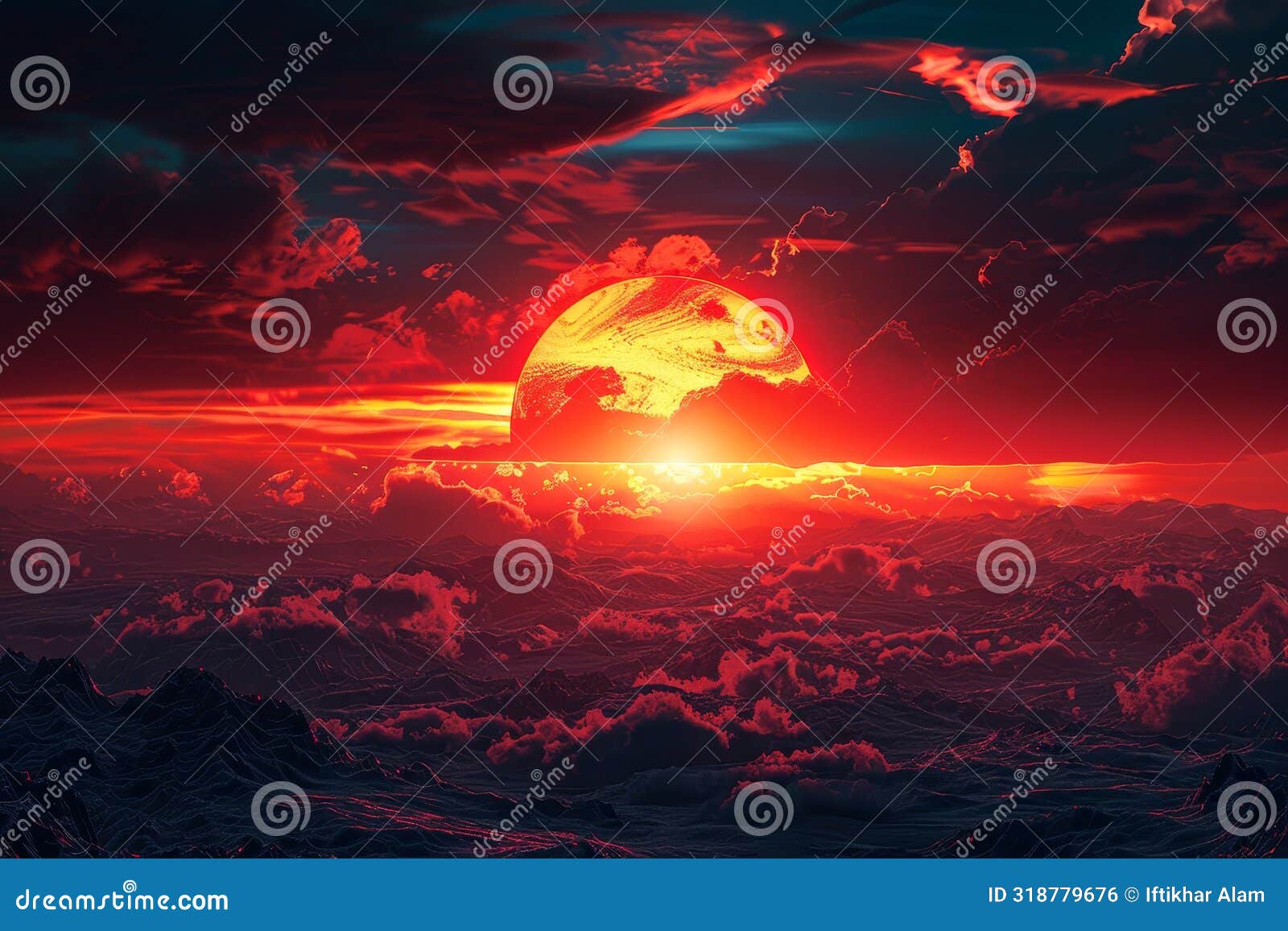 The Sun is Setting Behind the Clouds in the Sky, Construct a Hauntingly ...