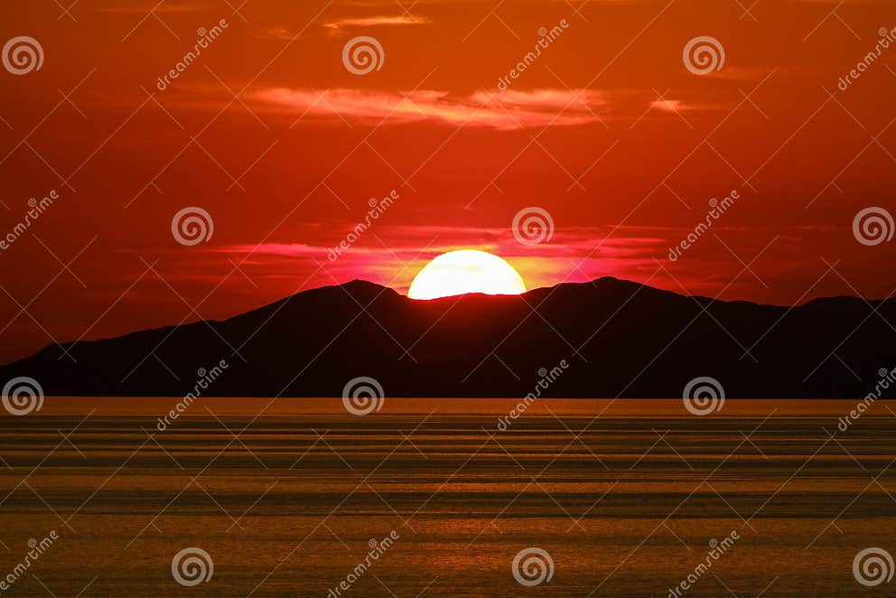 Sun Setting Behind the Hills Stock Image - Image of landscape ...