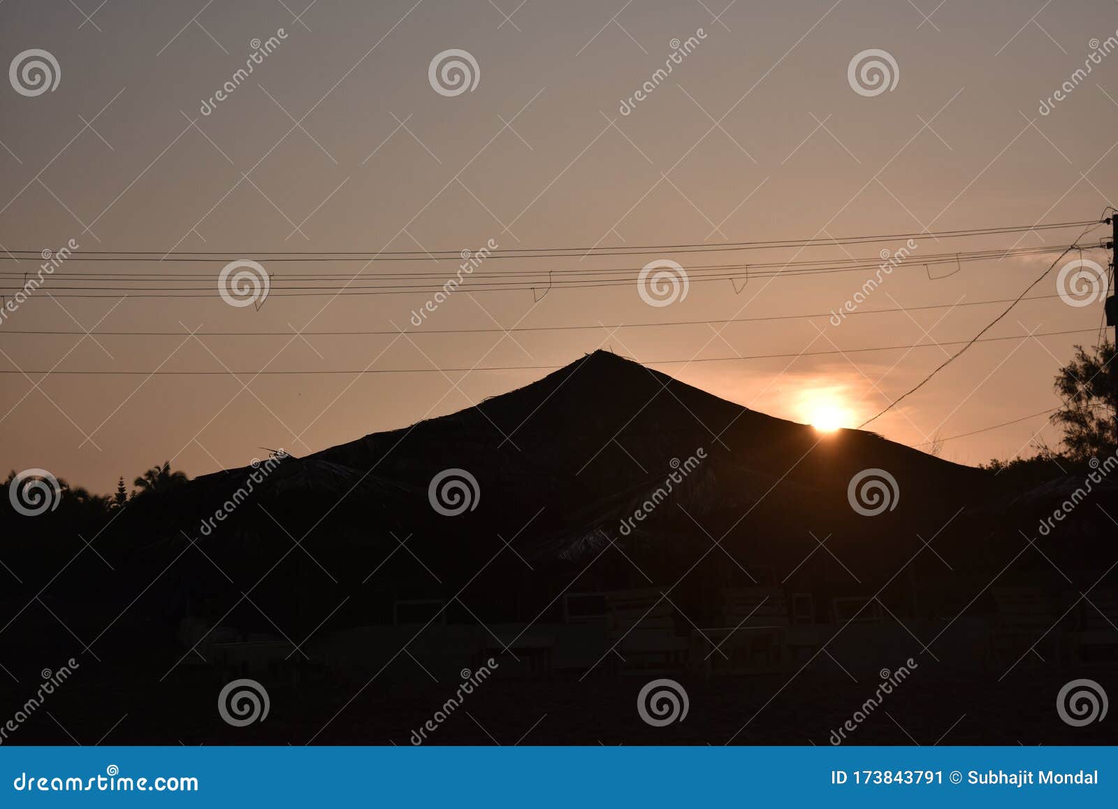 Sun Setting Behind a Hut Near the Beach Stock Image - Image of park ...
