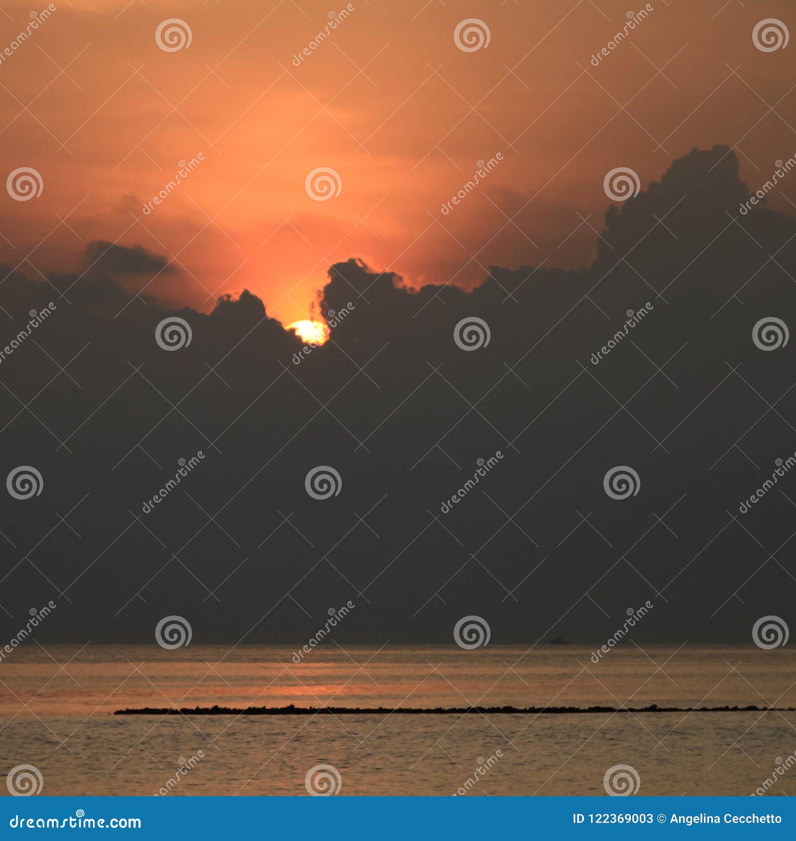 Sun Setting Behind Tropical Clouds Formation Over Pacific Ocean Stock ...