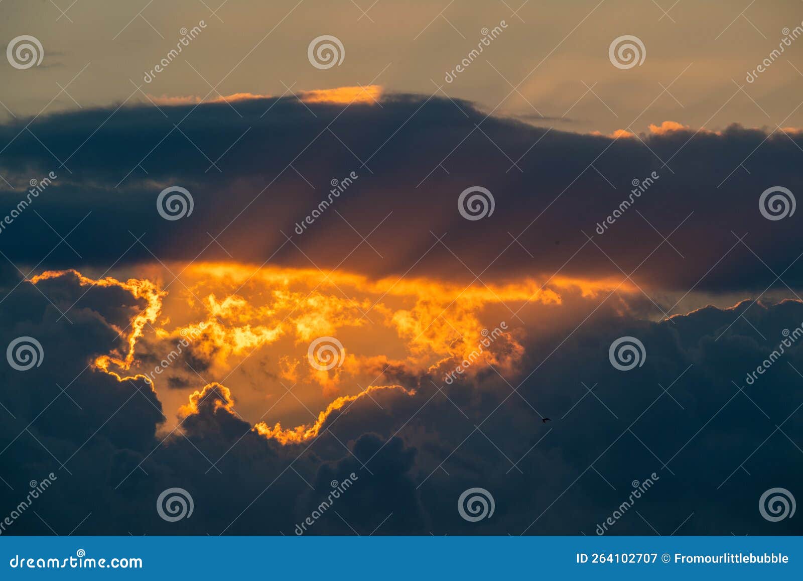 Golden Sunset and Gold Lined Clouds Stock Image - Image of background ...