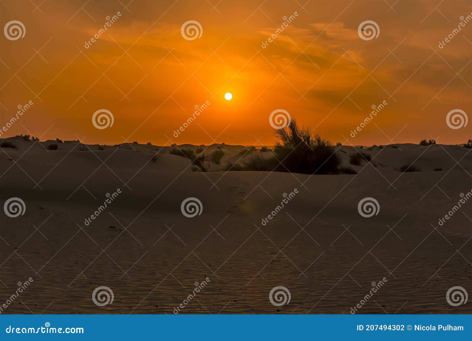 The Sun Setting in the Desert Outside Dubai, UAE Stock Photo - Image of ...