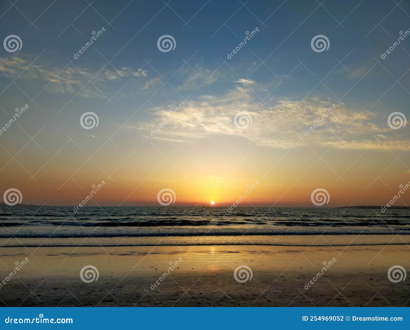 Sun Setting the End of a Beautiful Beach Day Stock Photo - Image of ...
