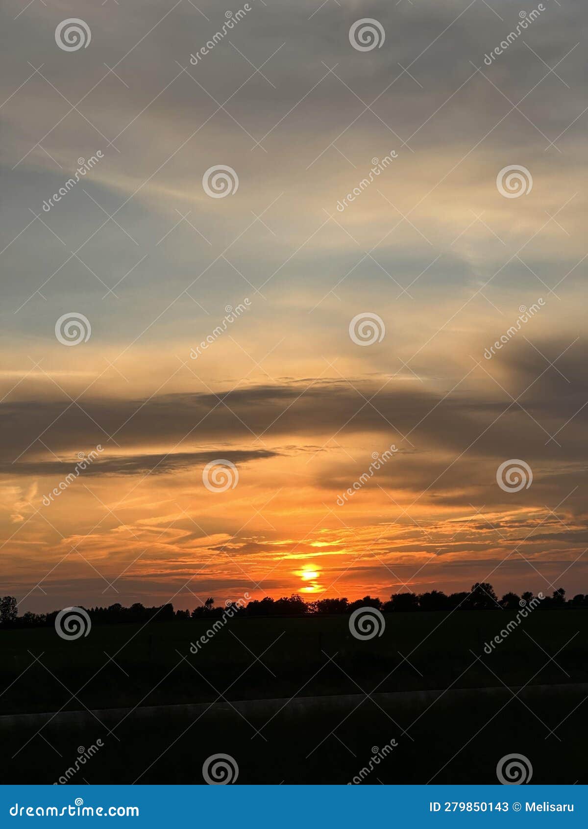 The Sun Setting at the End of the Sky Stock Image - Image of sunset ...