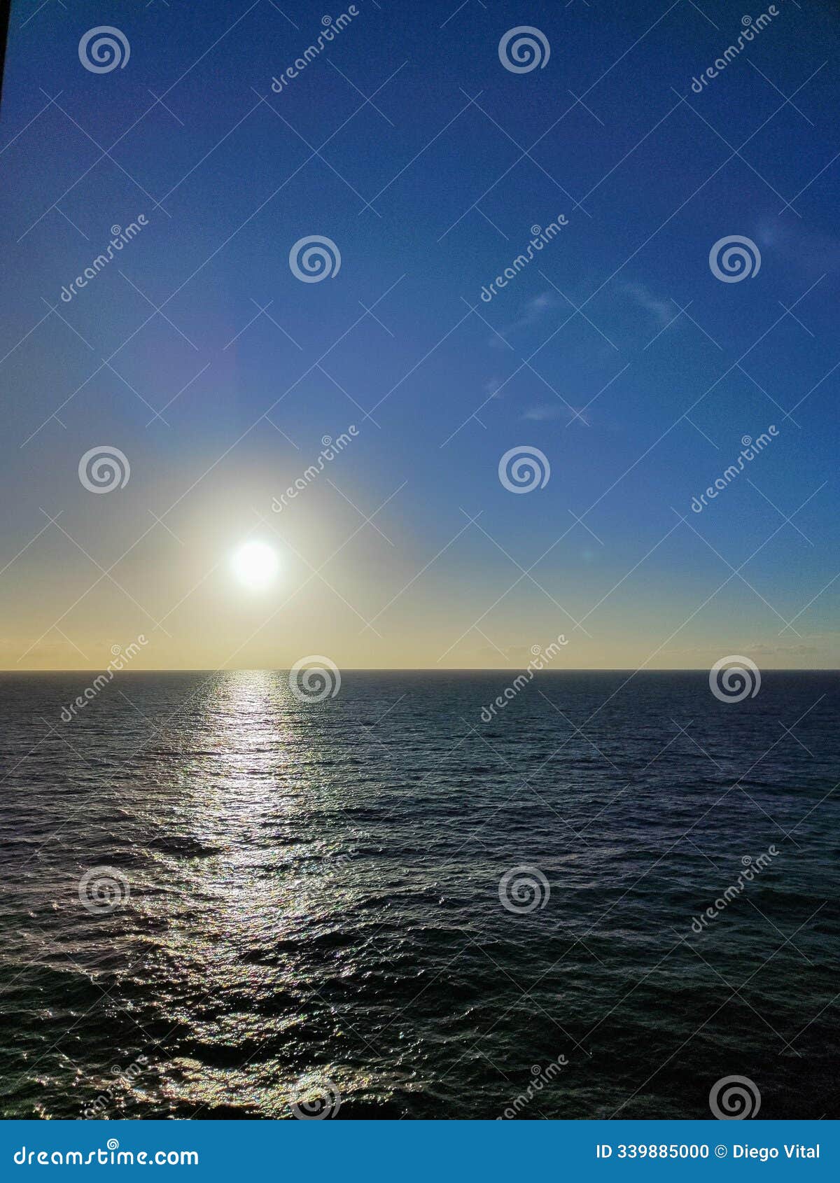 Sun Setting on the Horizon Over the Ocean Stock Photo - Image of ocean ...