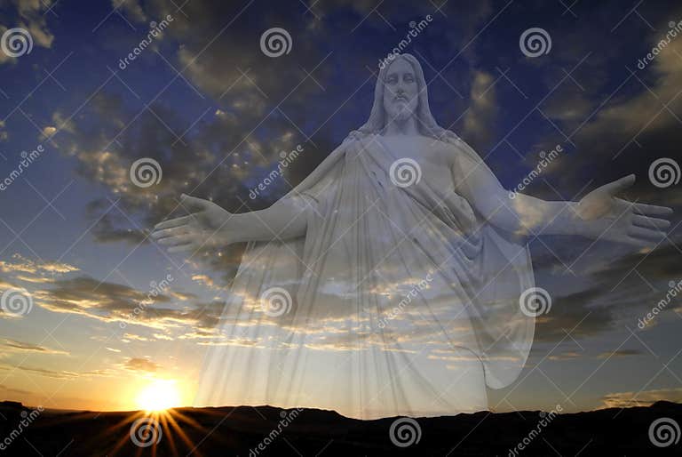 Sun Setting with Jesus stock image. Image of peace, clouds - 3482829