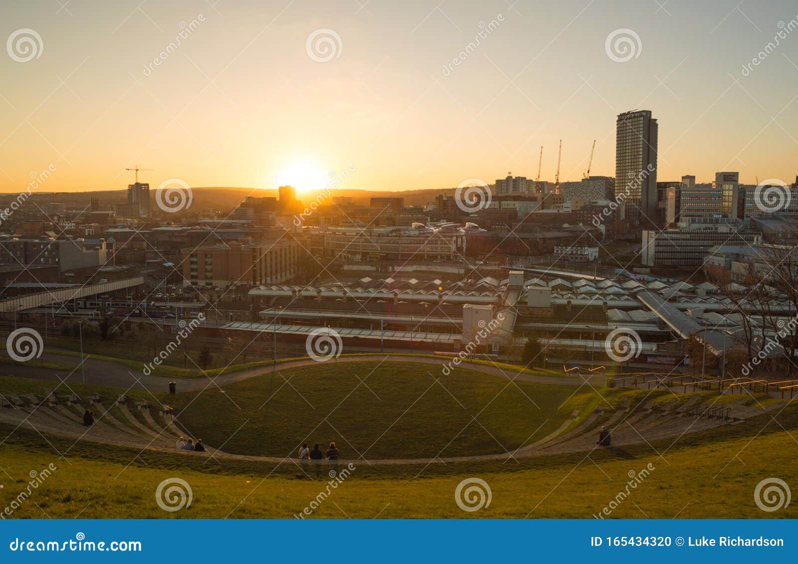 The Sun Setting Over the City of Sheffield in South Yorkshire Editorial ...
