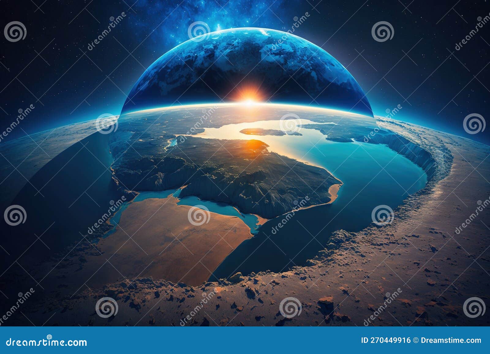 The Sun is Setting Over the Earth in this Artistic Photo. Generative Ai ...