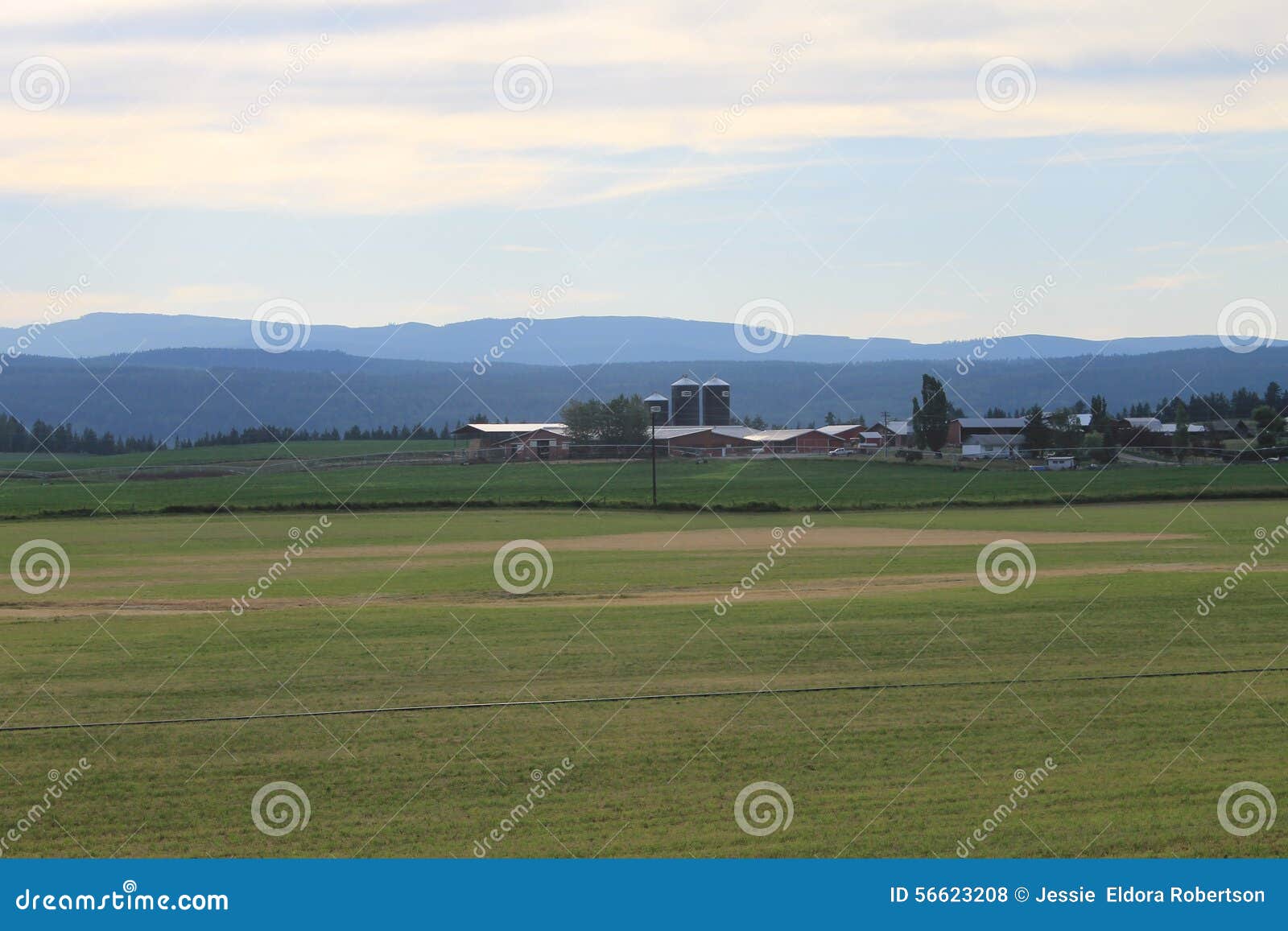 Sun setting over the farm stock photo. Image of summer - 56623208