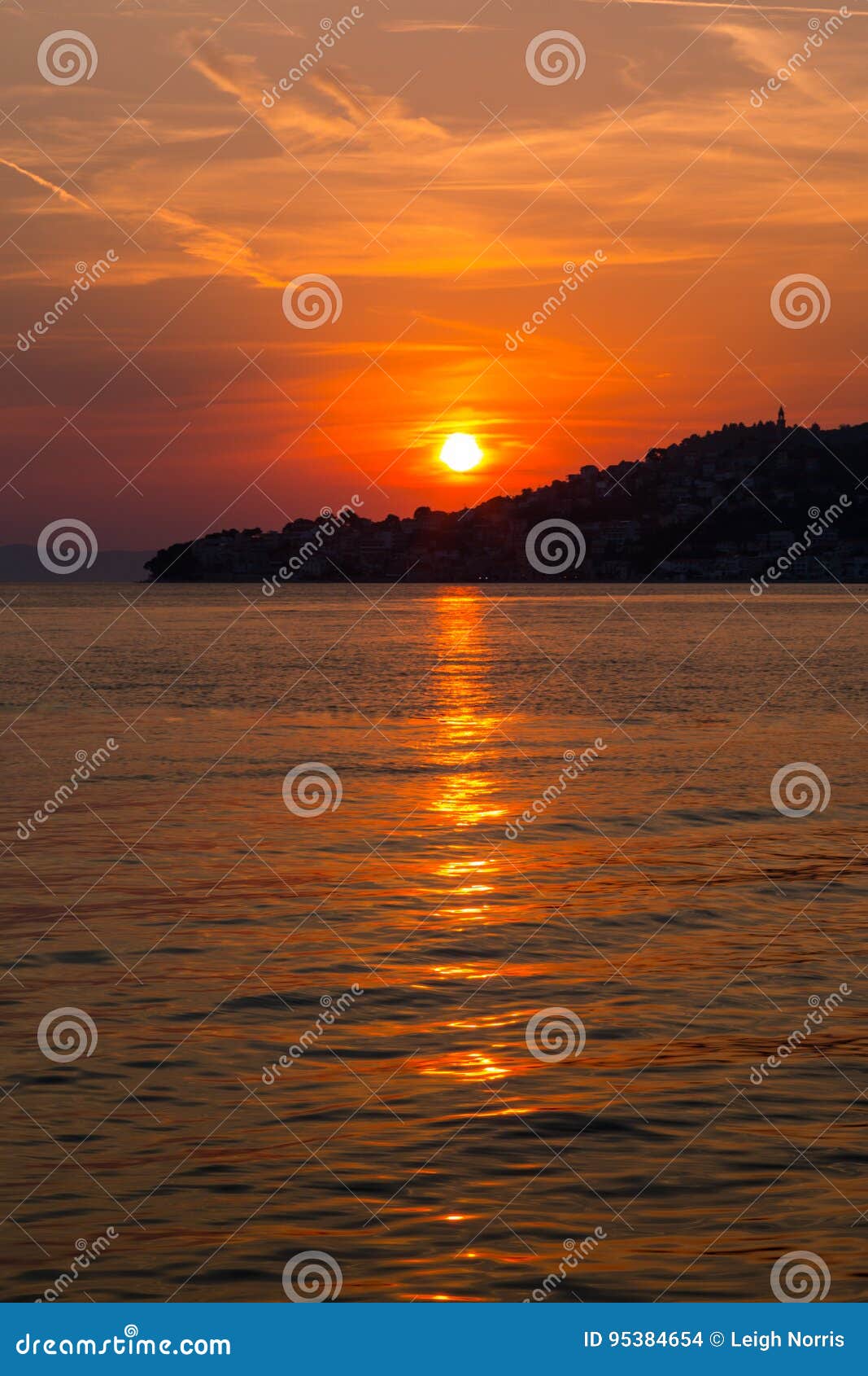 The Sun Setting Over Igrane, Croatia. Stock Photo - Image of adriatic ...