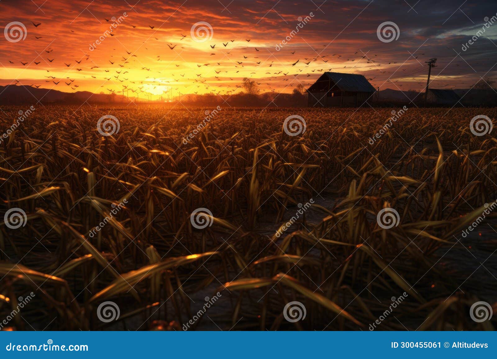 Sun Setting Over a Locust-infested Field Stock Image - Image of sunset ...