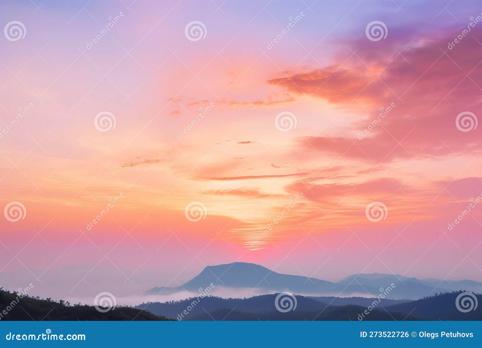 The Sun is Setting Over a Mountain Range with a Few Clouds in the Sky ...