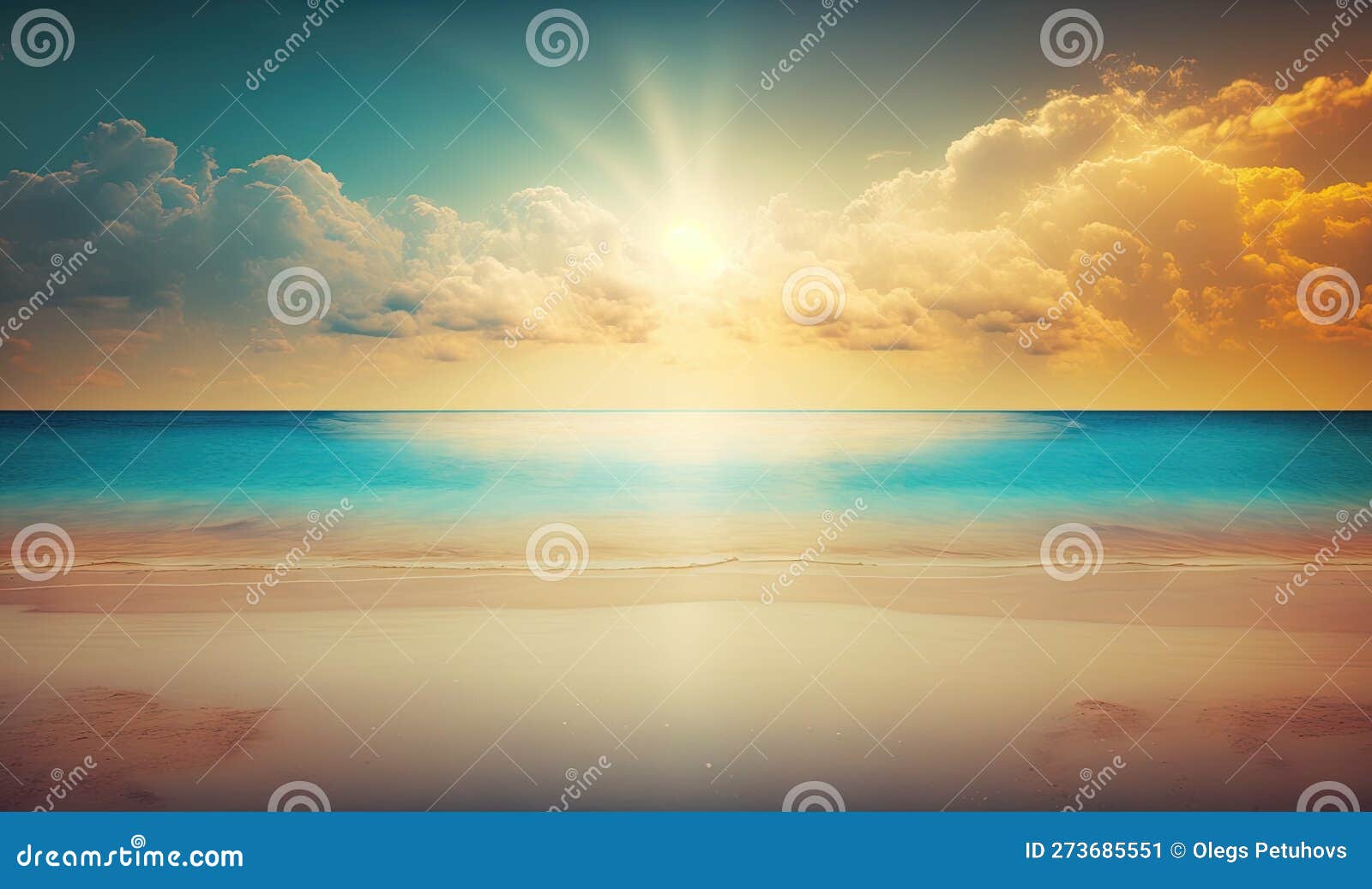 The Sun is Setting Over the Ocean on a Beach with Waves Stock ...