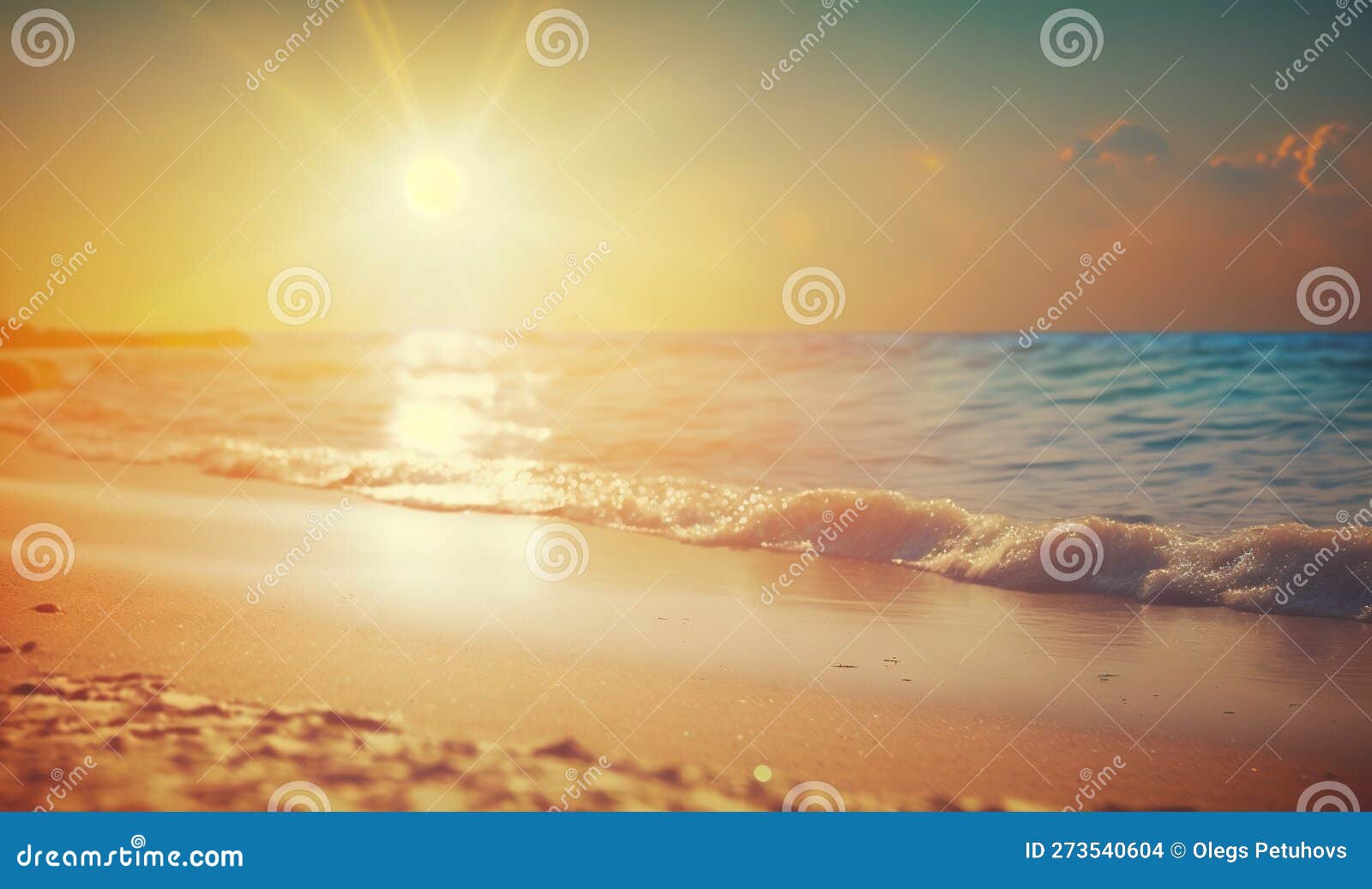 The Sun is Setting Over the Ocean on a Beach with Waves Stock Photo ...
