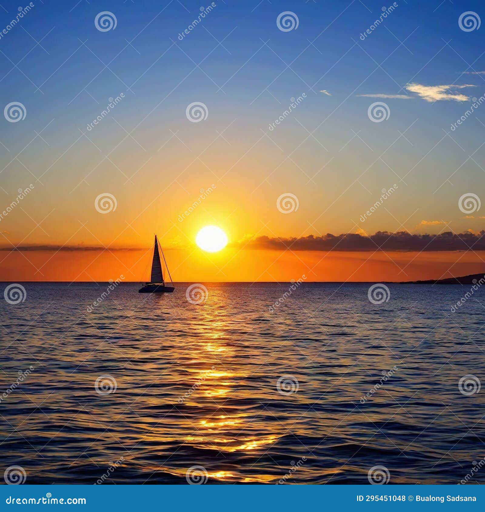 The Sun is Setting Over the Ocean on a Stock Illustration ...