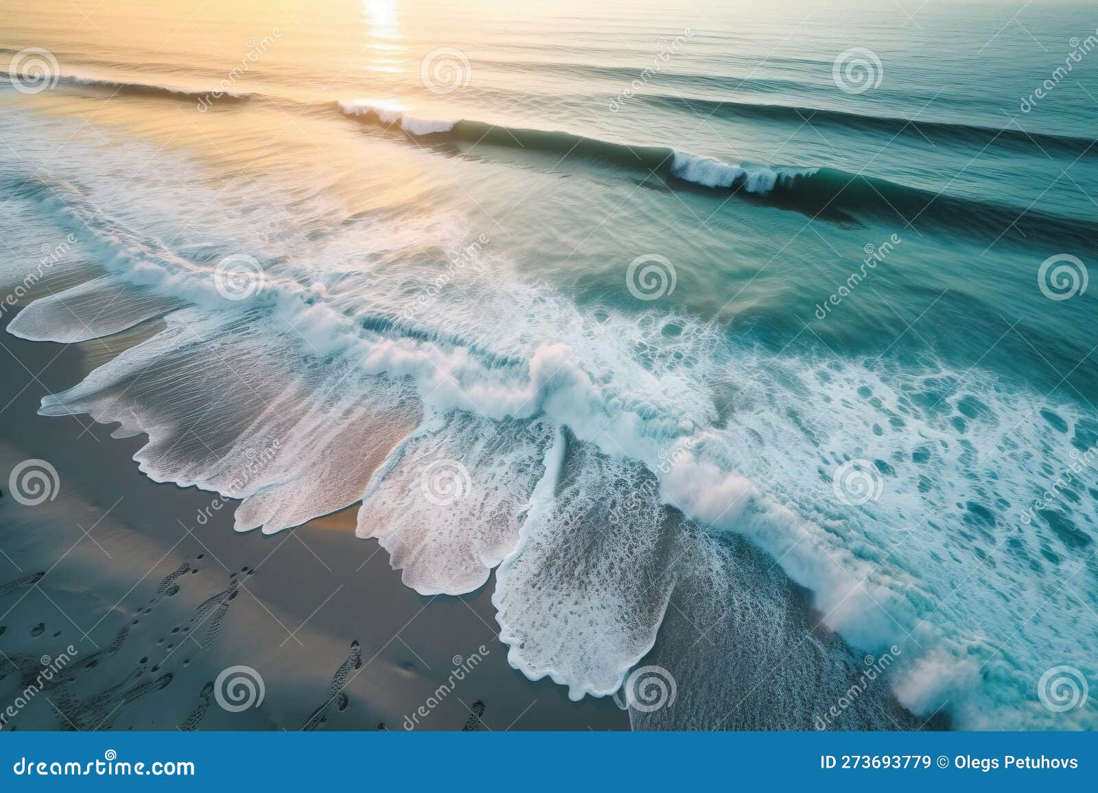 The Sun is Setting Over the Ocean with a Wave Coming Towards the Shore ...