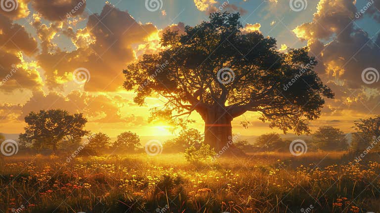 Sun Setting Over Trees in Forest Stock Image - Image of beauty, light ...