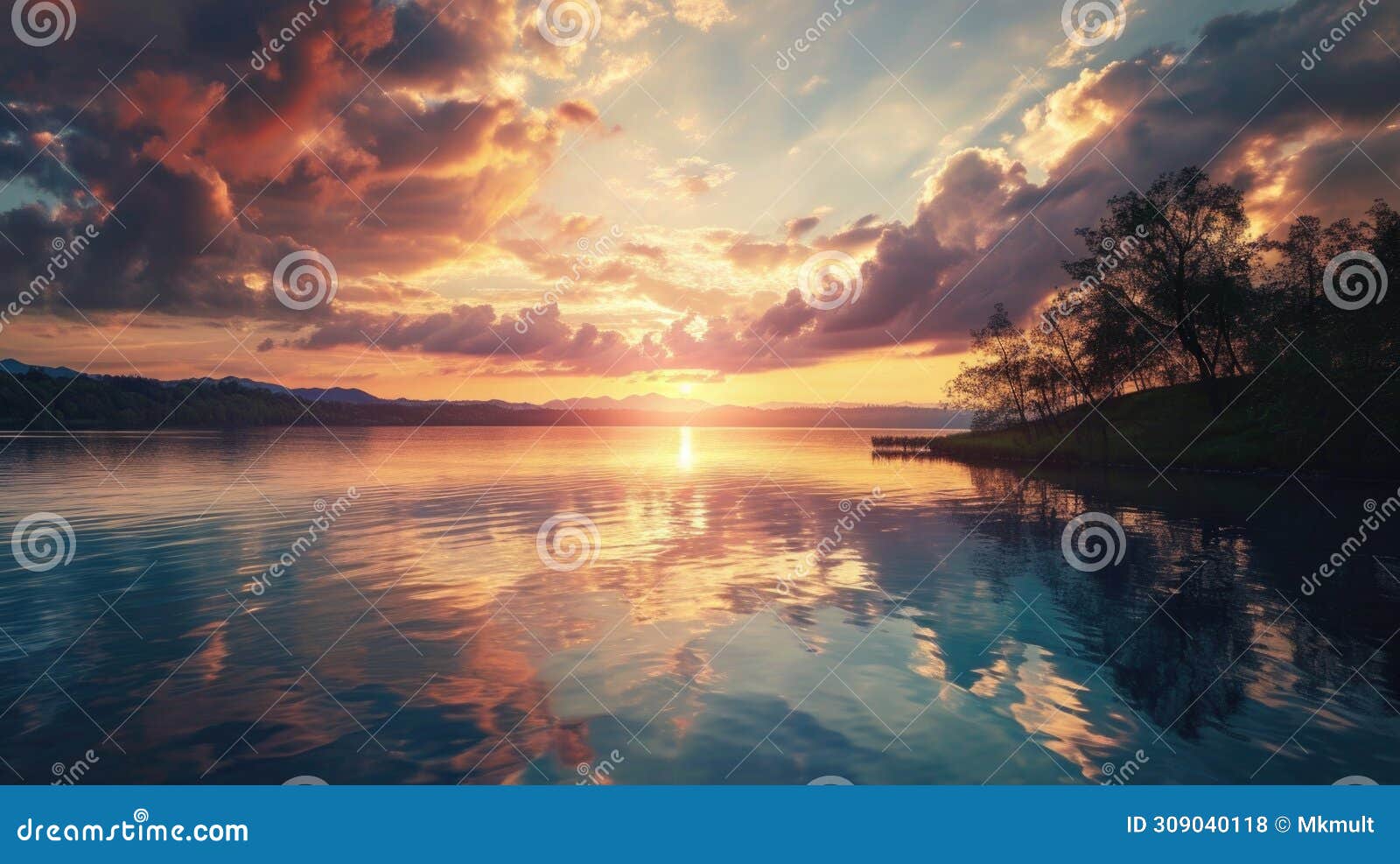 A Beautiful Sunset Over the Water Stock Photo - Image of scenery ...