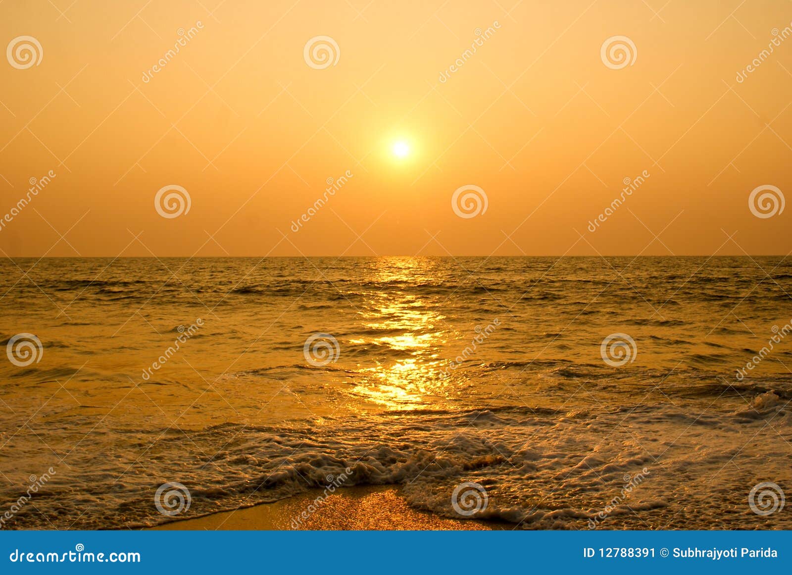 Sun Setting in a Sea Beach. Stock Image - Image of panoramic, nature ...