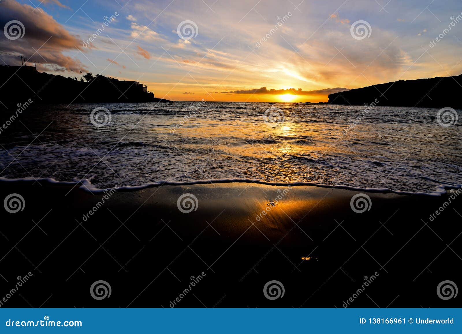 The Sun Setting in the Sea stock image. Image of water - 138166961