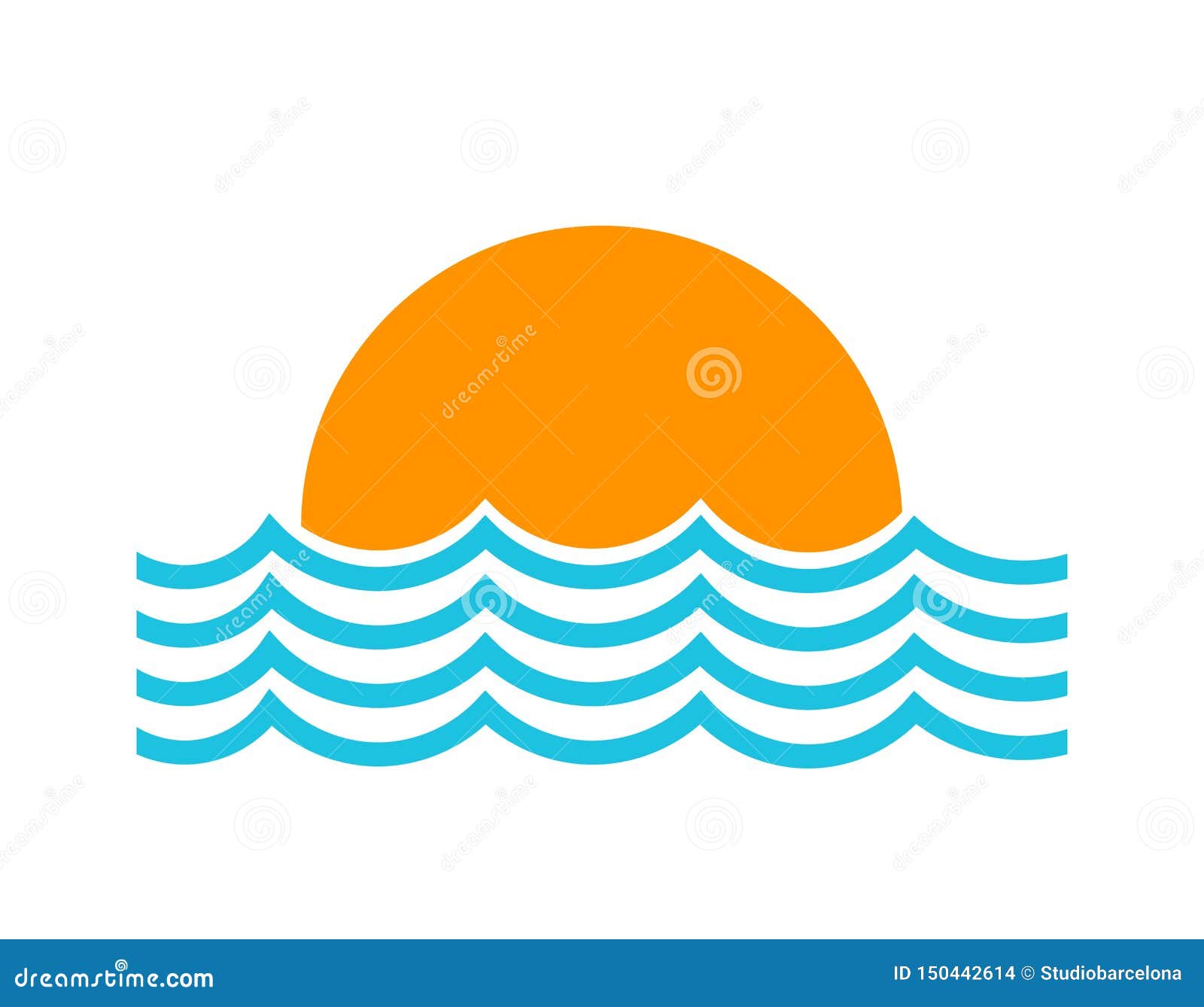 Sun Setting and Sea Waves Symbol Icon Stock Vector - Illustration of ...