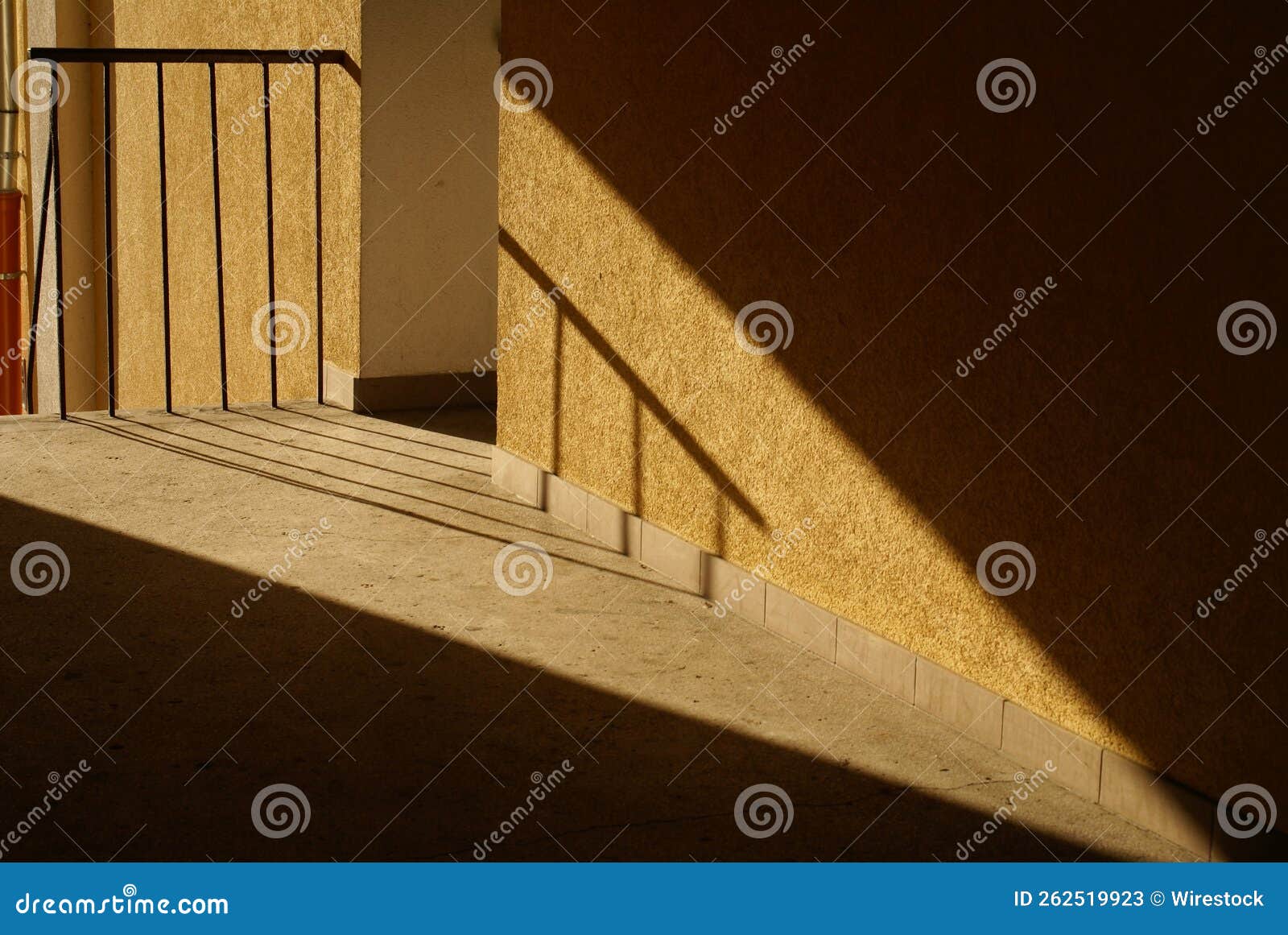 Sun Shadow Falling into the Dark Balcony Stock Image - Image of brick ...