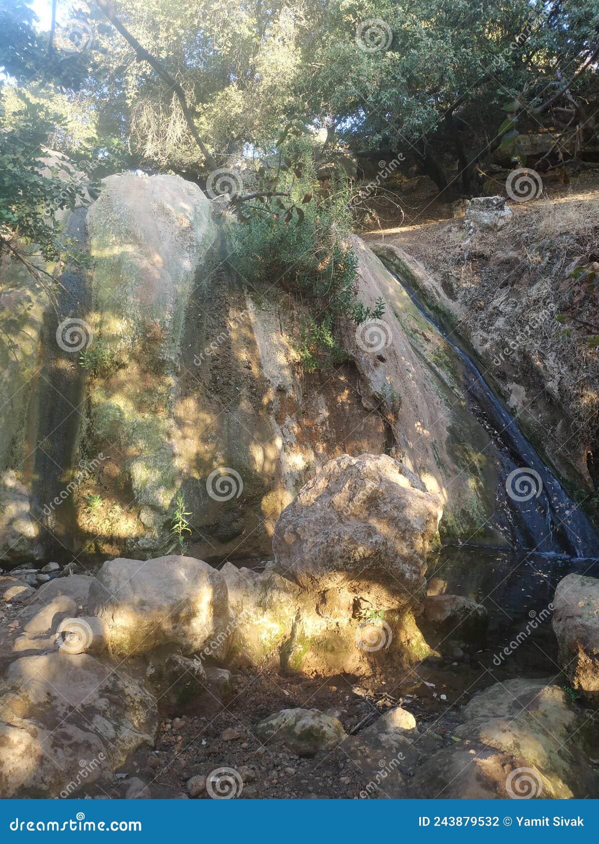 Sun and Shadows Over Rocks and a Spring Stock Photo - Image of terrain ...