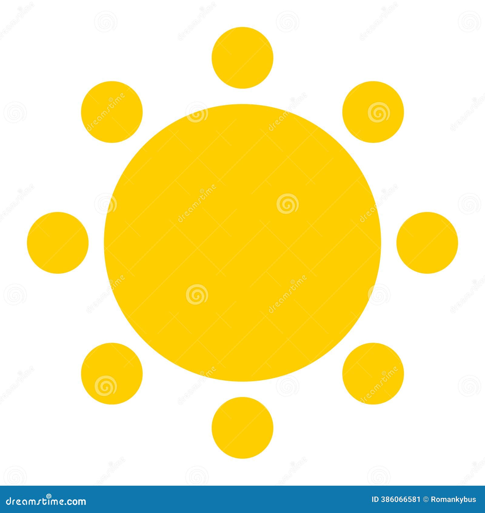 Simple Yellow Half Sun Hand Drawn Vector Flat Illustration With Half ...