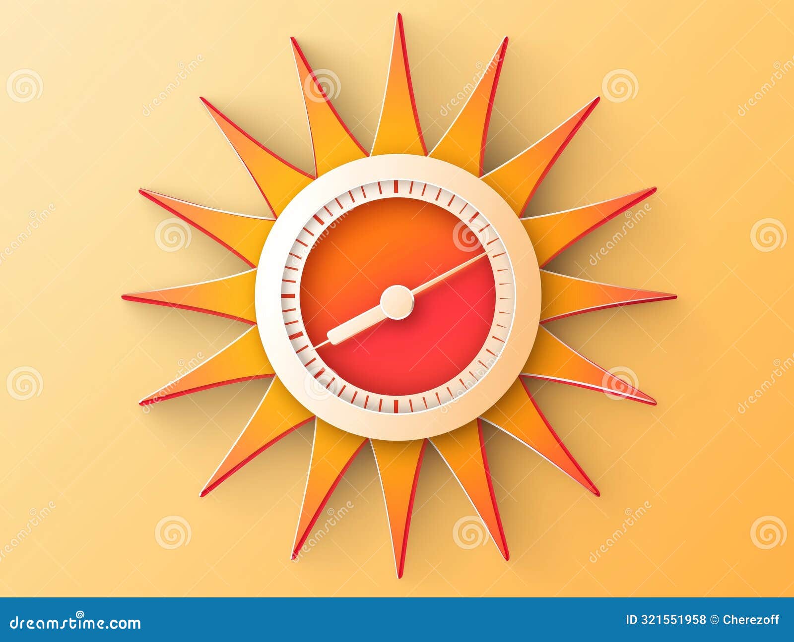 Sun-shaped Clock with Vibrant Orange and Yellow Rays Stock Photo ...